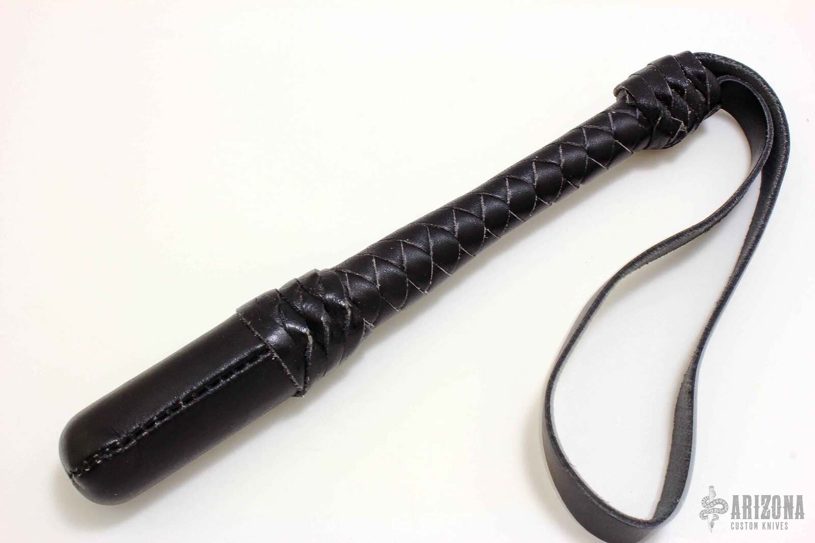 9" Black Leather Springloaded Blackjack w/ Strap | Arizona Custom Knives