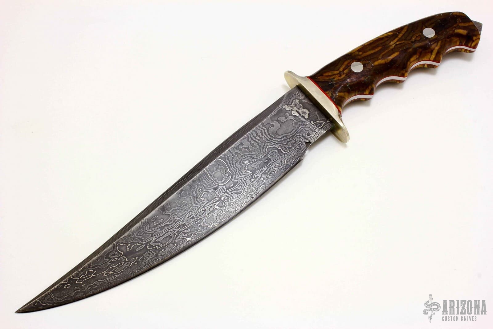 Damascus & Petoskey Stone Fighter - Arizona Custom Knives