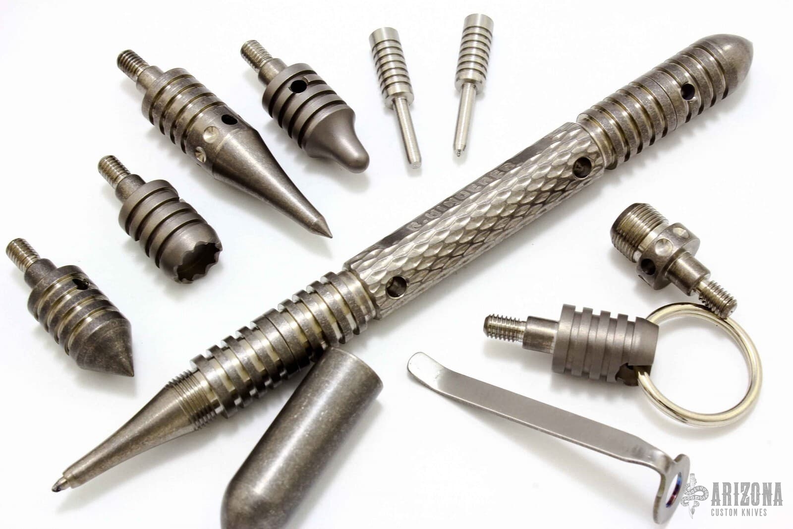 Modular Kubaton Pen Deluxe Set - Tumbled Ti - Arizona Custom Knives