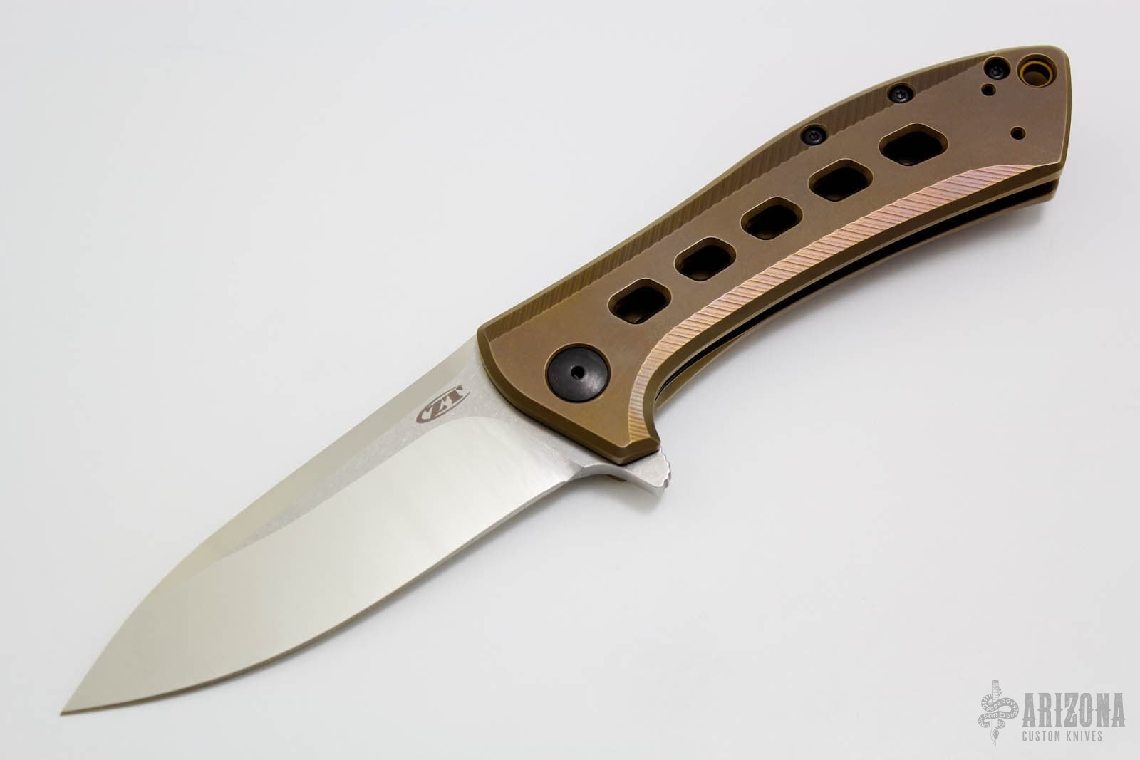 0801BRZ Rexford Flipper - Bronze Titanium - Arizona Custom Knives