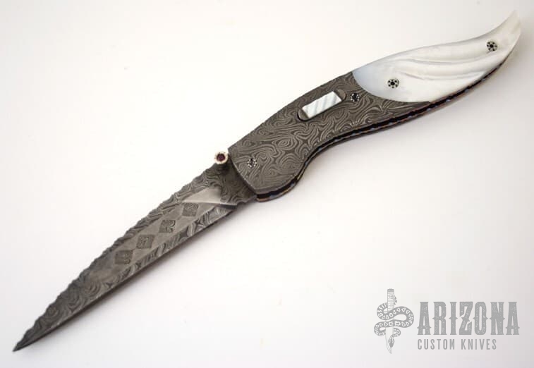 Damascus & Pearl D/A - Arizona Custom Knives