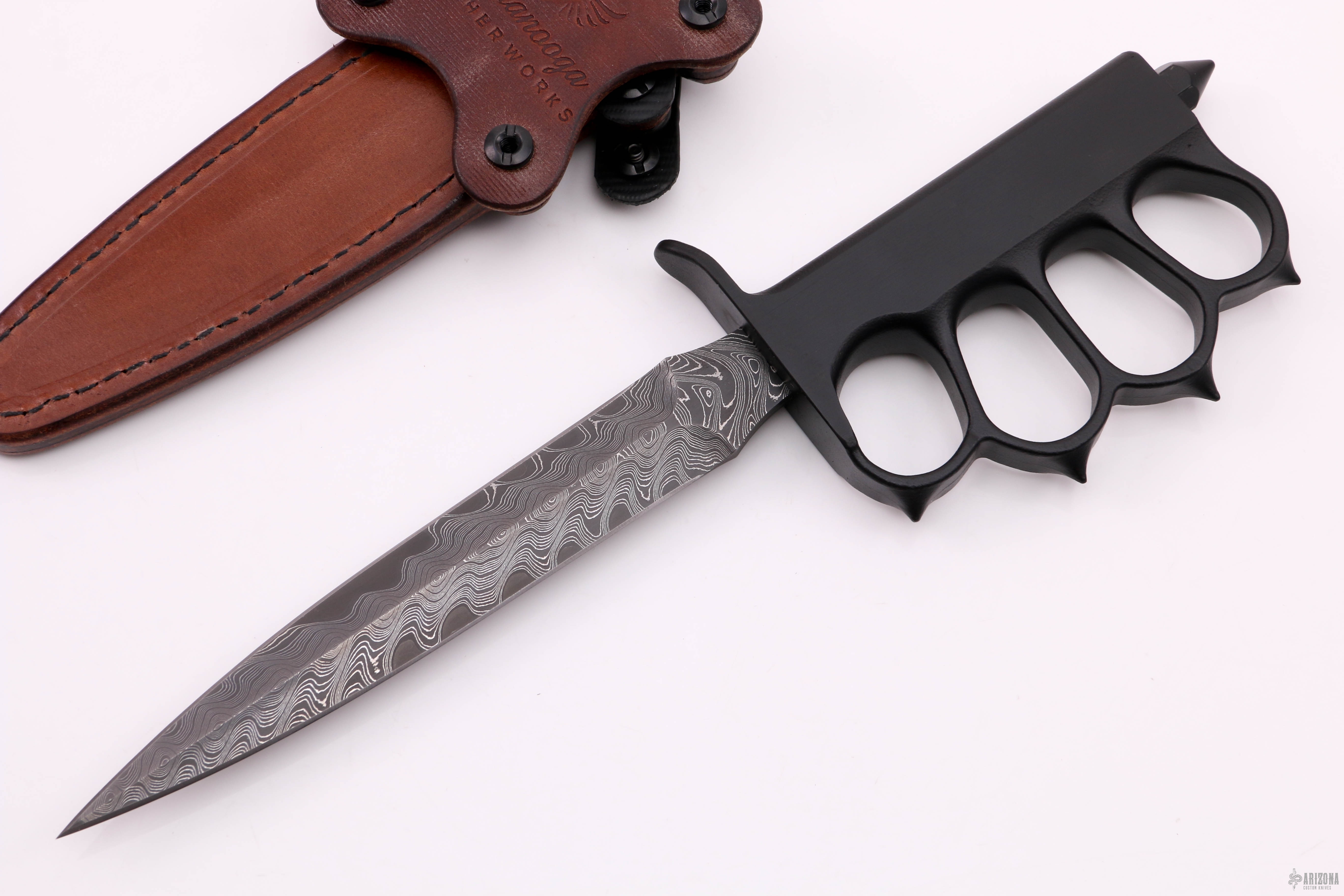 1918 Trench Dagger - XHP Core San Mai Damascus - Arizona Custom Knives