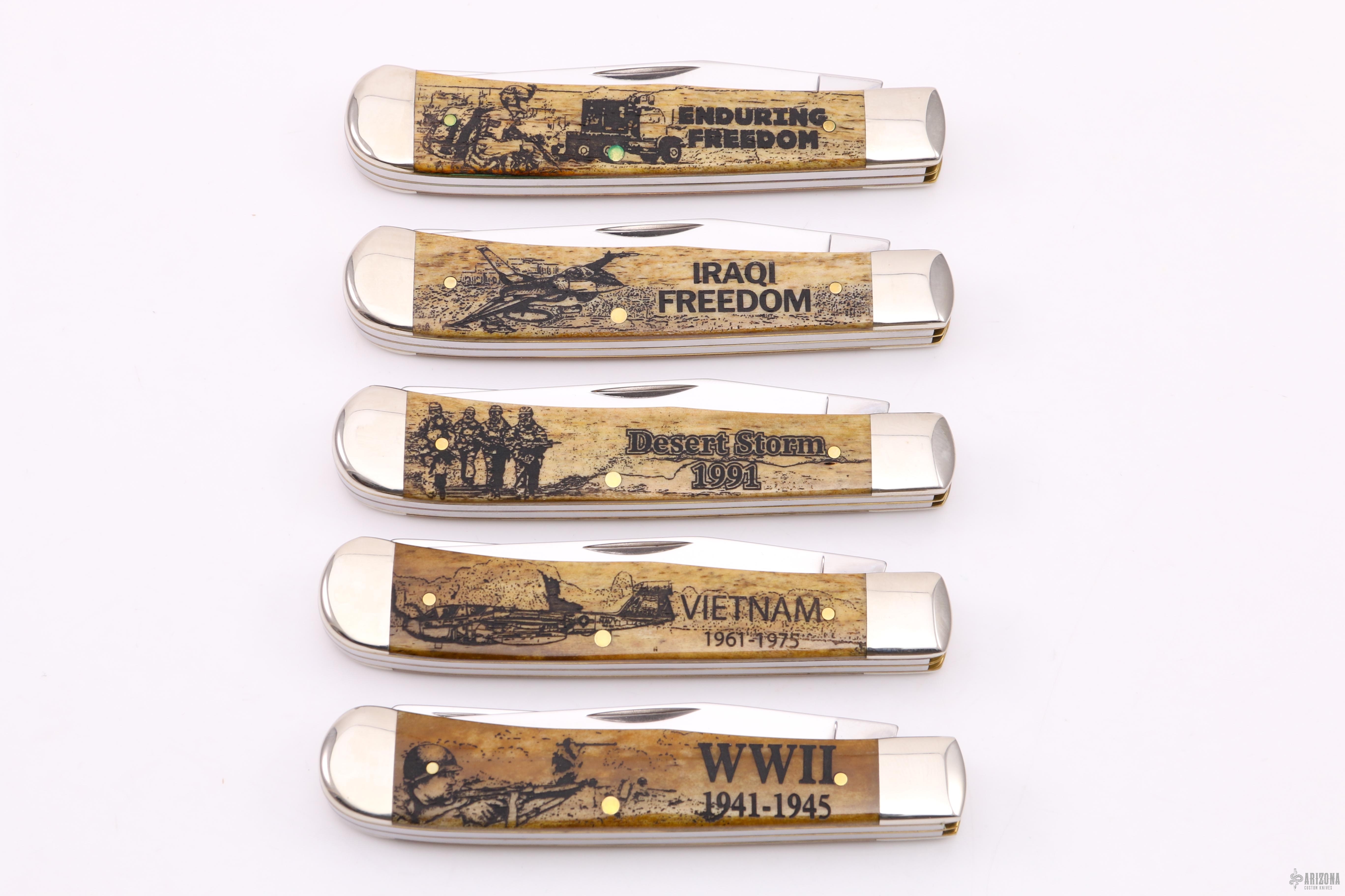 5 Case Trappers - Theatres of War - Arizona Custom Knives