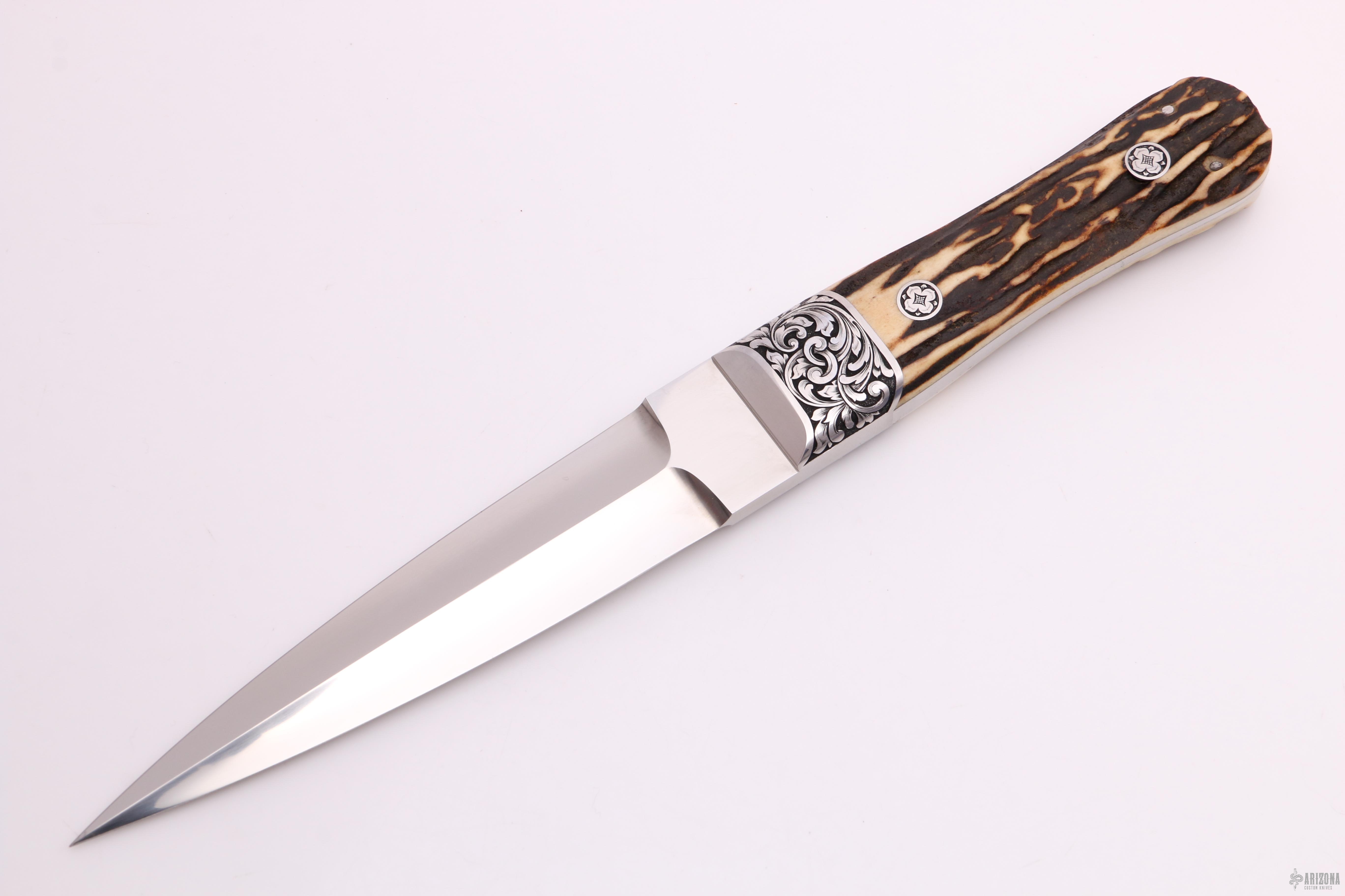 Engraved Stag Dagger - Arizona Custom Knives