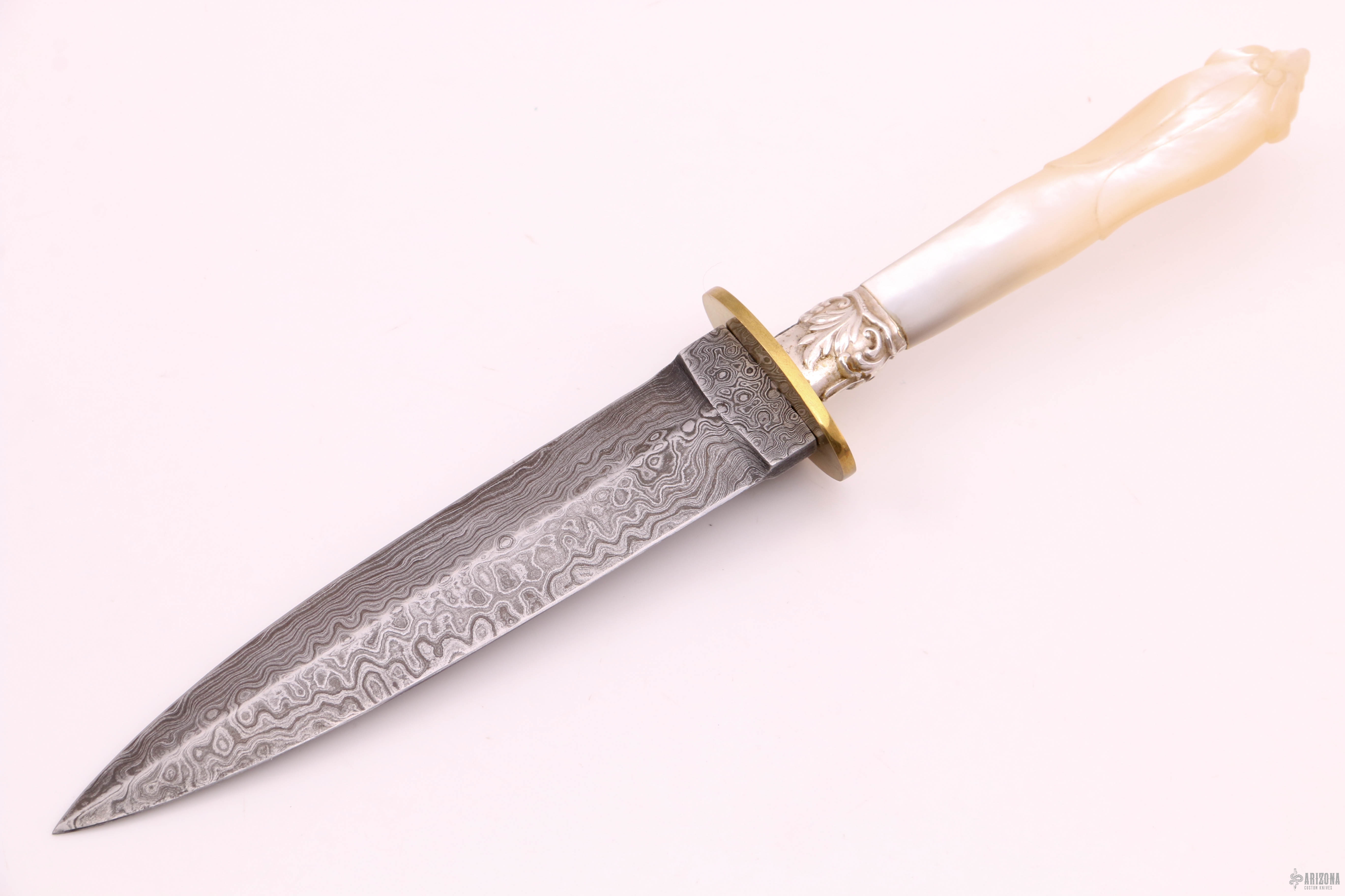 Damascus and Pearl Dagger - Arizona Custom Knives
