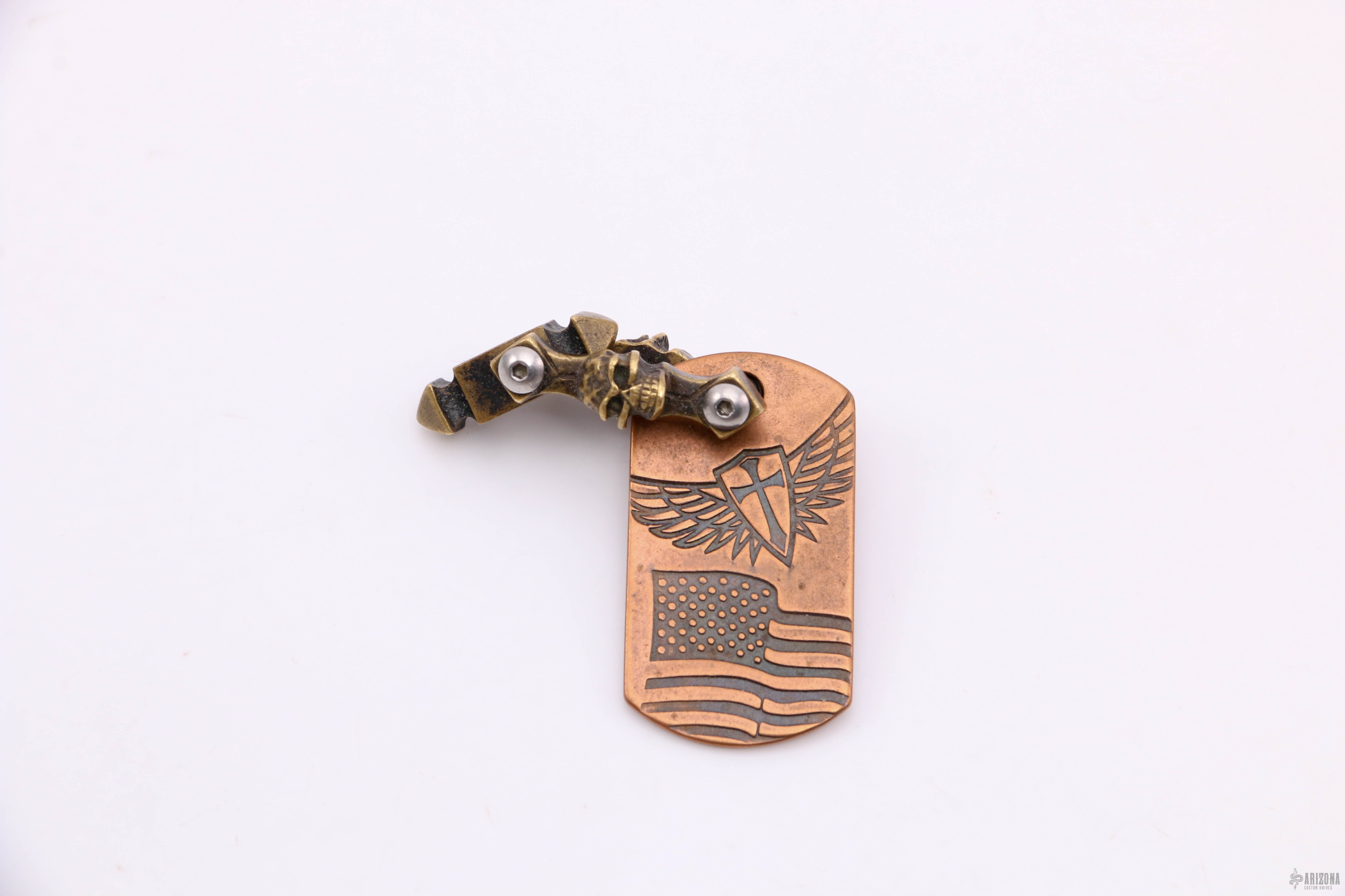 Bronze Tag Holder w/ tag - Arizona Custom Knives