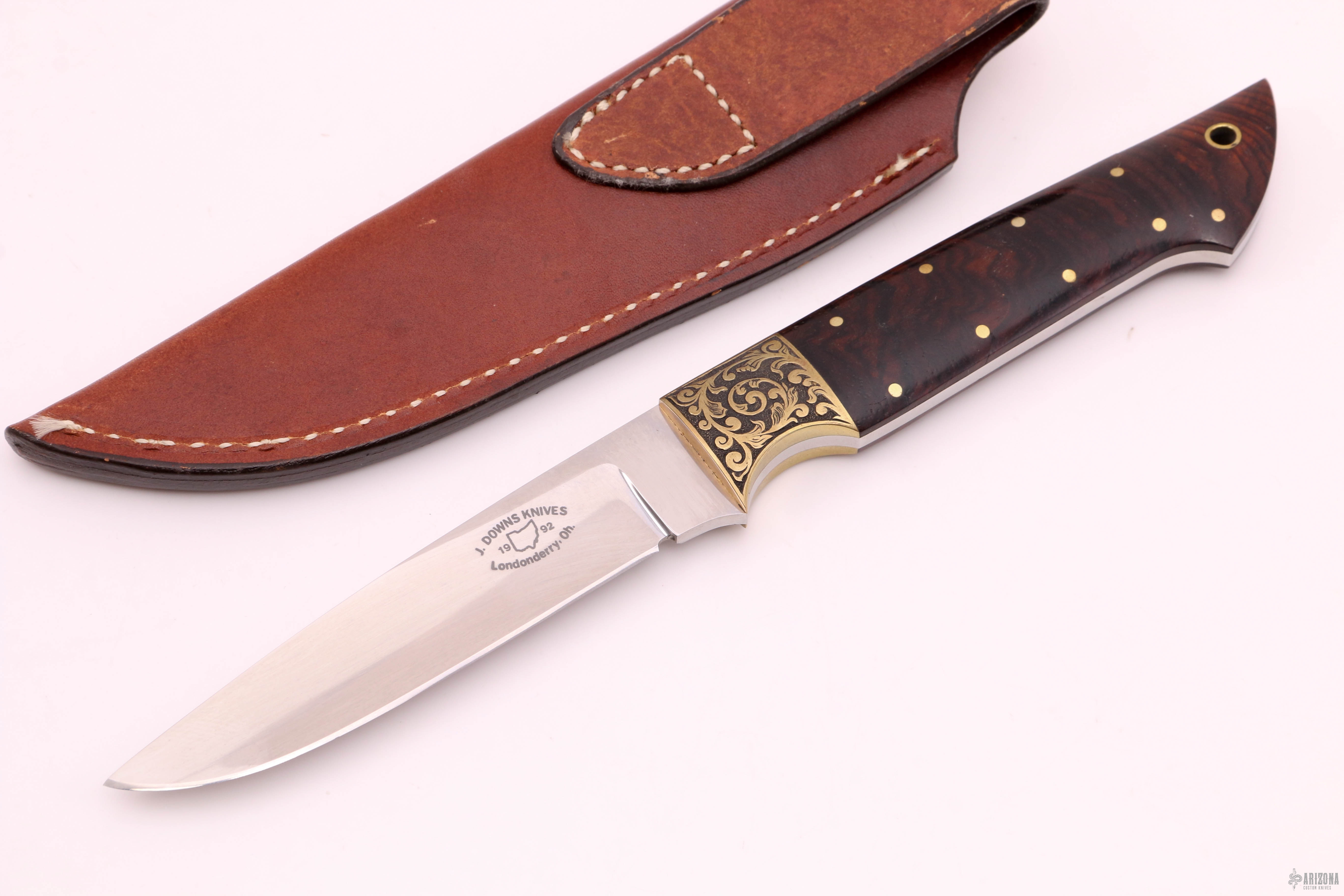 Engraved Drop Point Hunter - Arizona Custom Knives