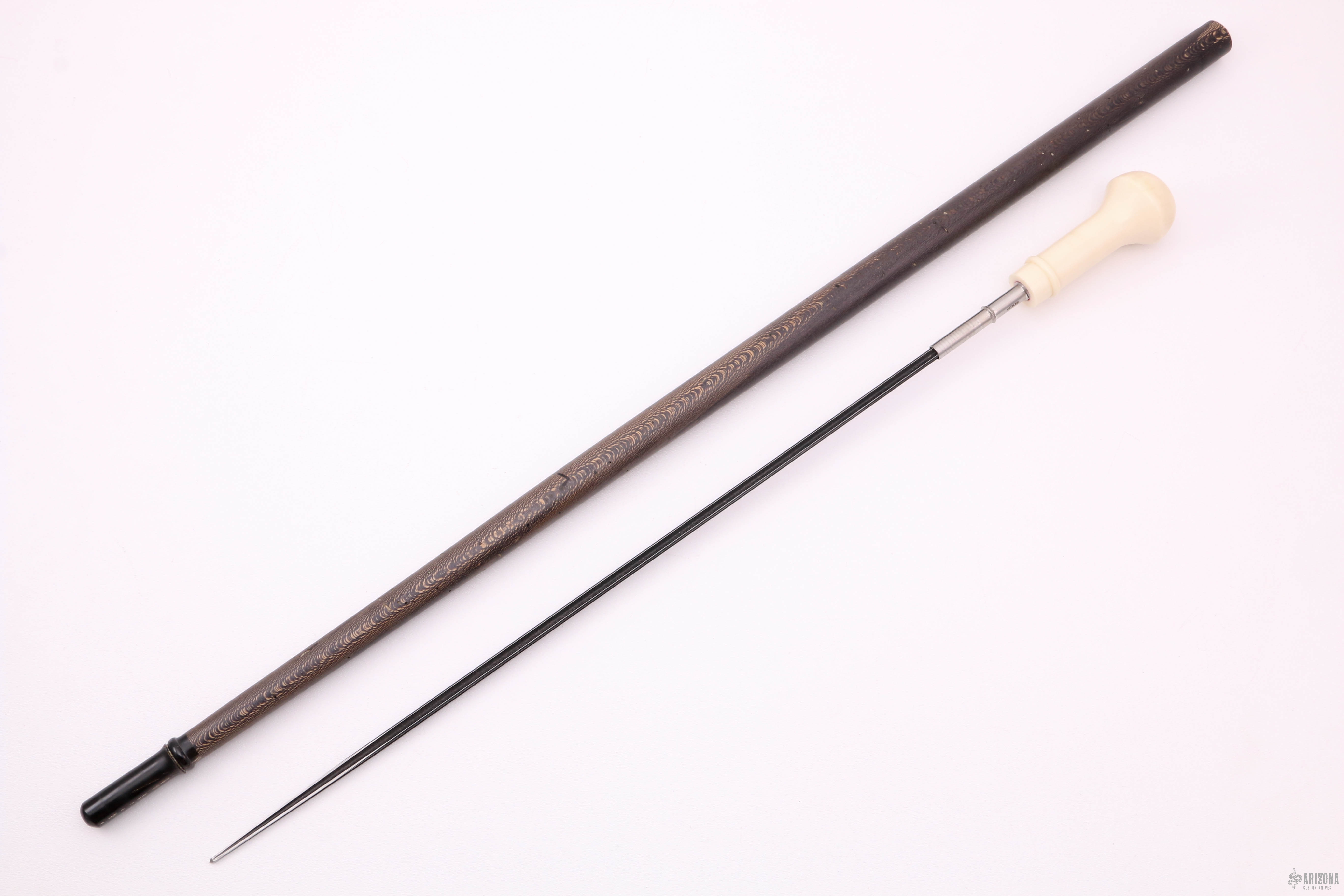 Wormy Sycamore and Alternate Ivory Sword Cane - Arizona Custom Knives