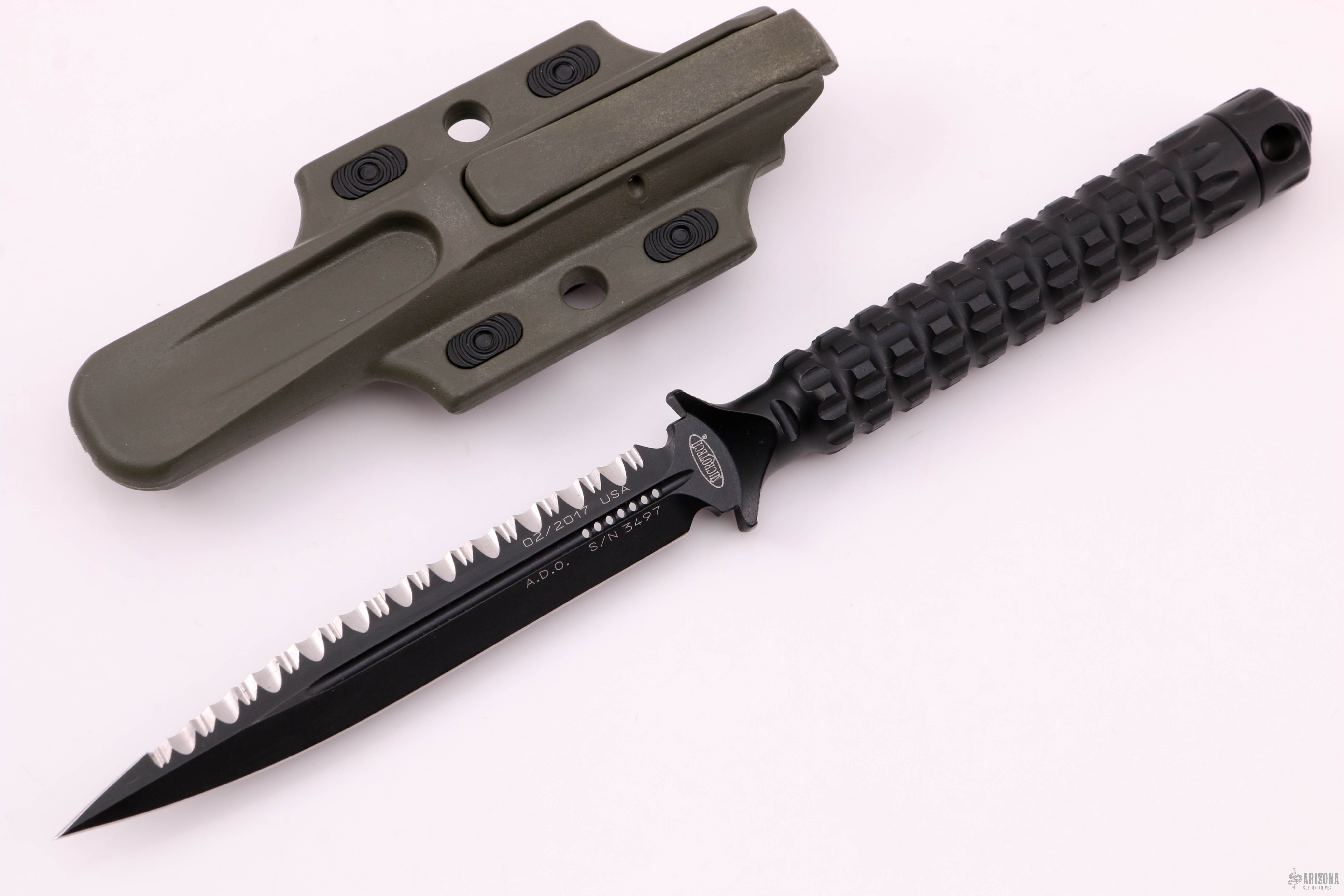 115-3 ADO Black Full Serrated - Arizona Custom Knives