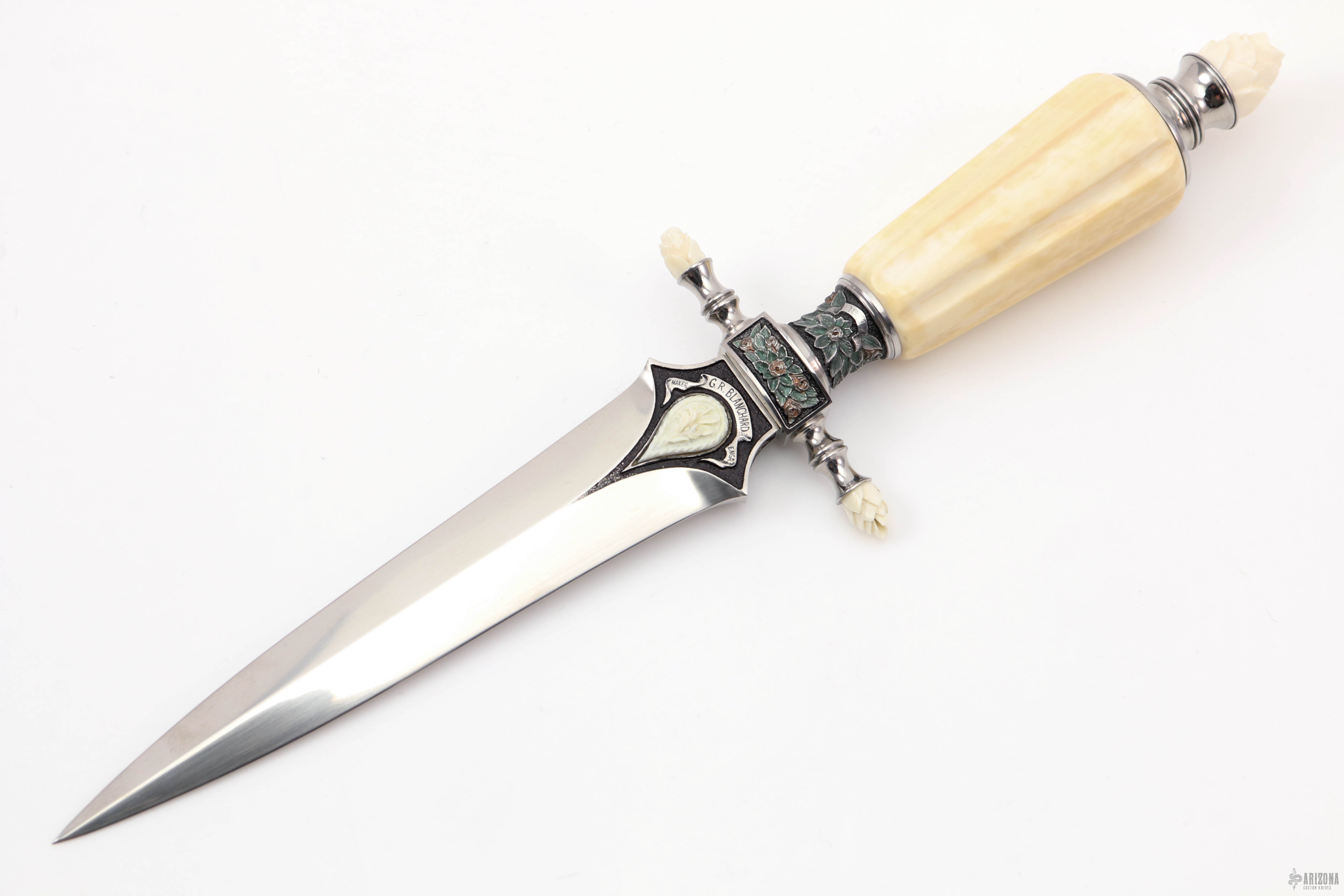 Fluted and Engraved Dagger - Arizona Custom Knives