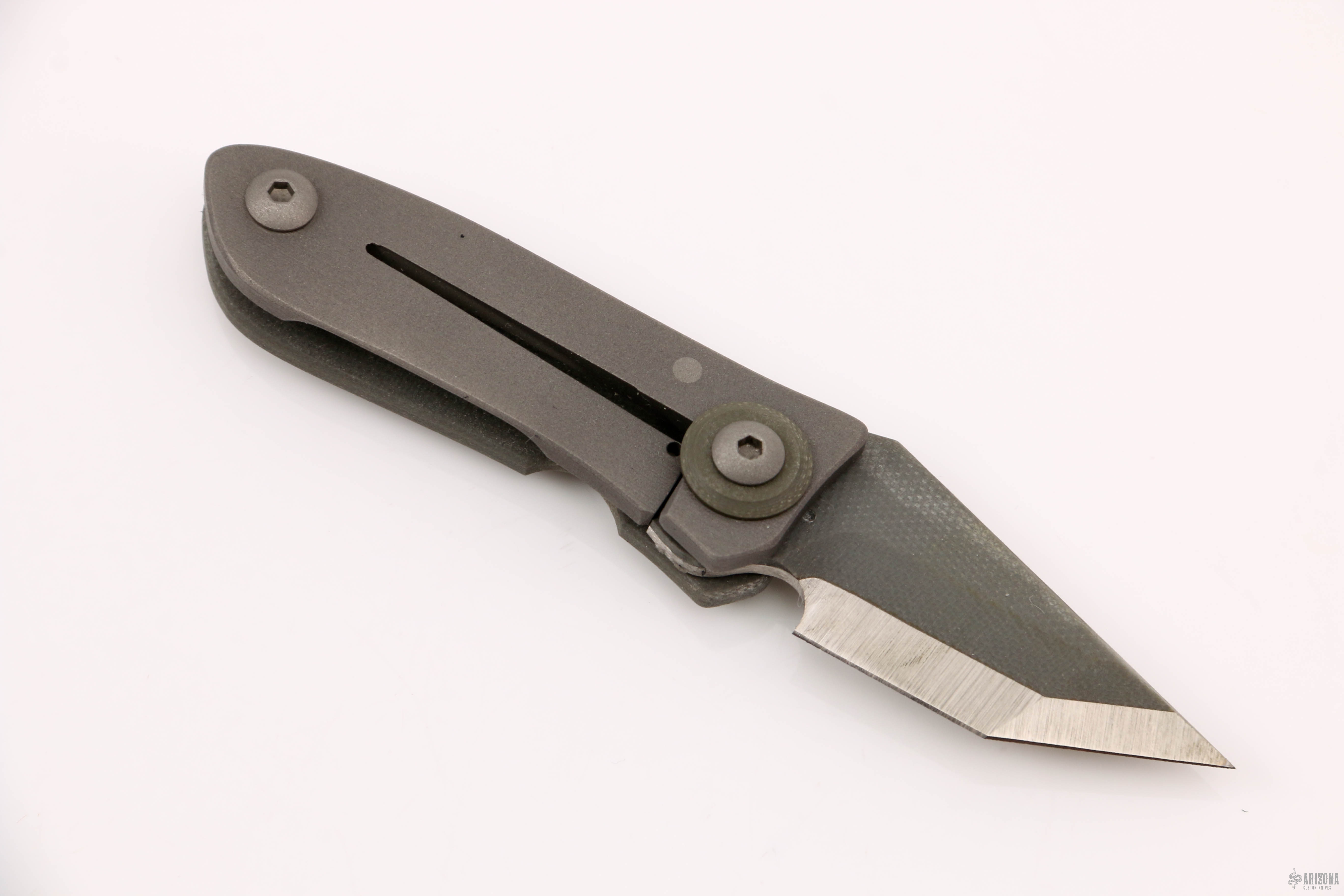 Small Framelock Folder - Titanium and Grey G-10 - Arizona Custom Knives