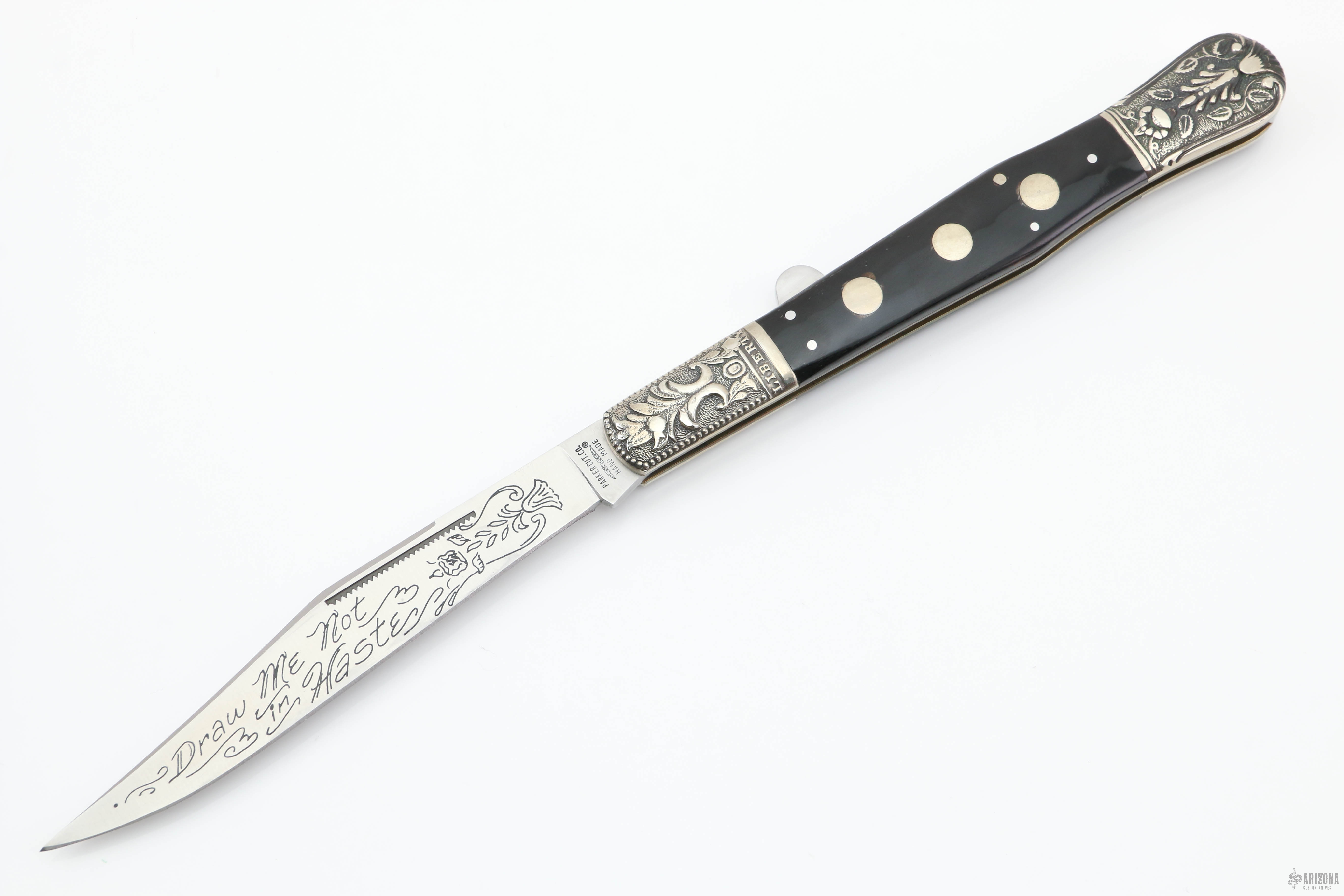 "Draw Me Not in Haste" Lockback Folder #137 - Arizona Custom Knives