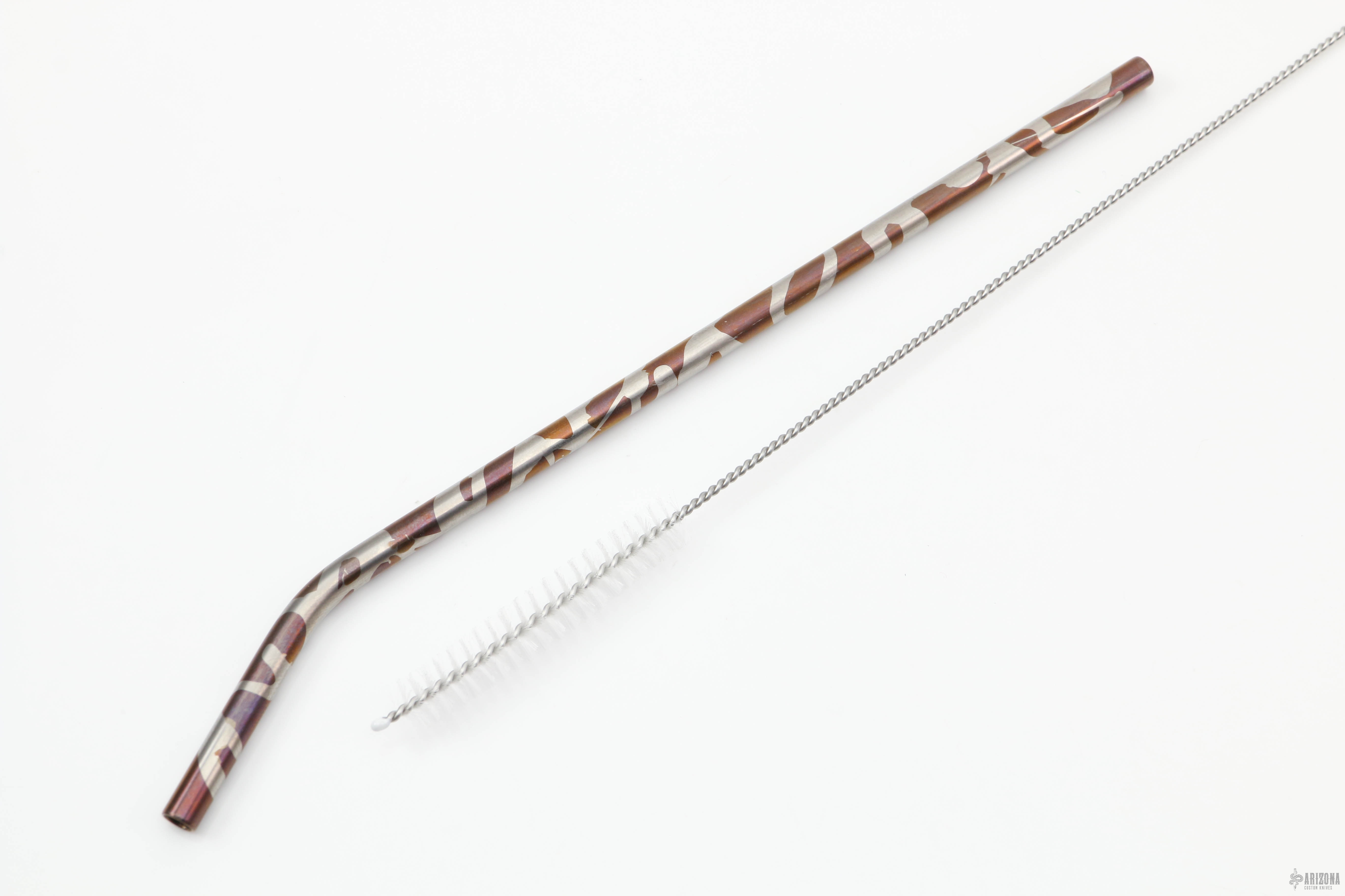 Ti Drinking Straw - 9" Bent Bronze - Coffe Straw - Arizona Custom Knives