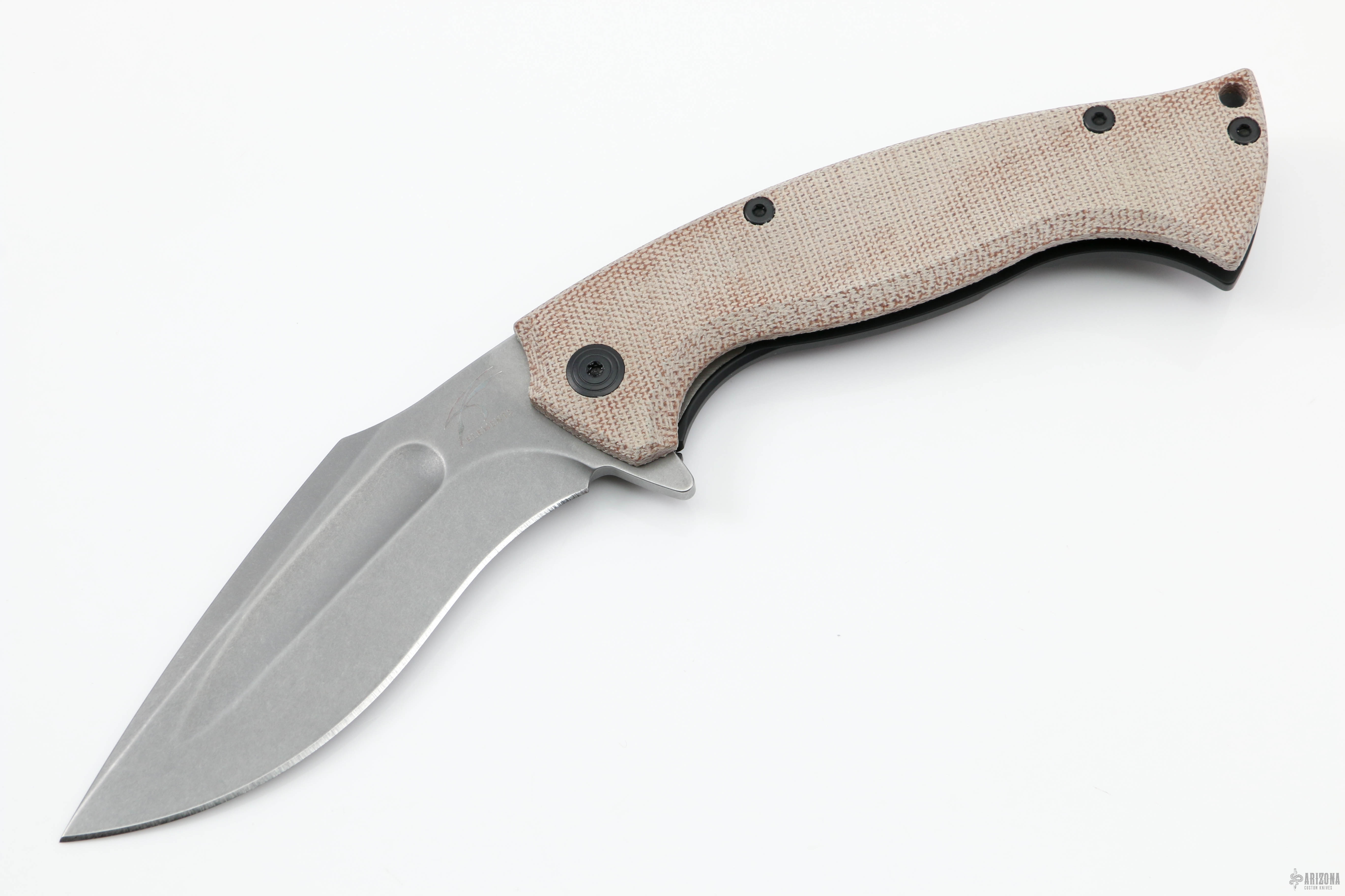 Knight Elements V2 Ultra Kukri Folder - Natural Micarta and Acid Washed ...