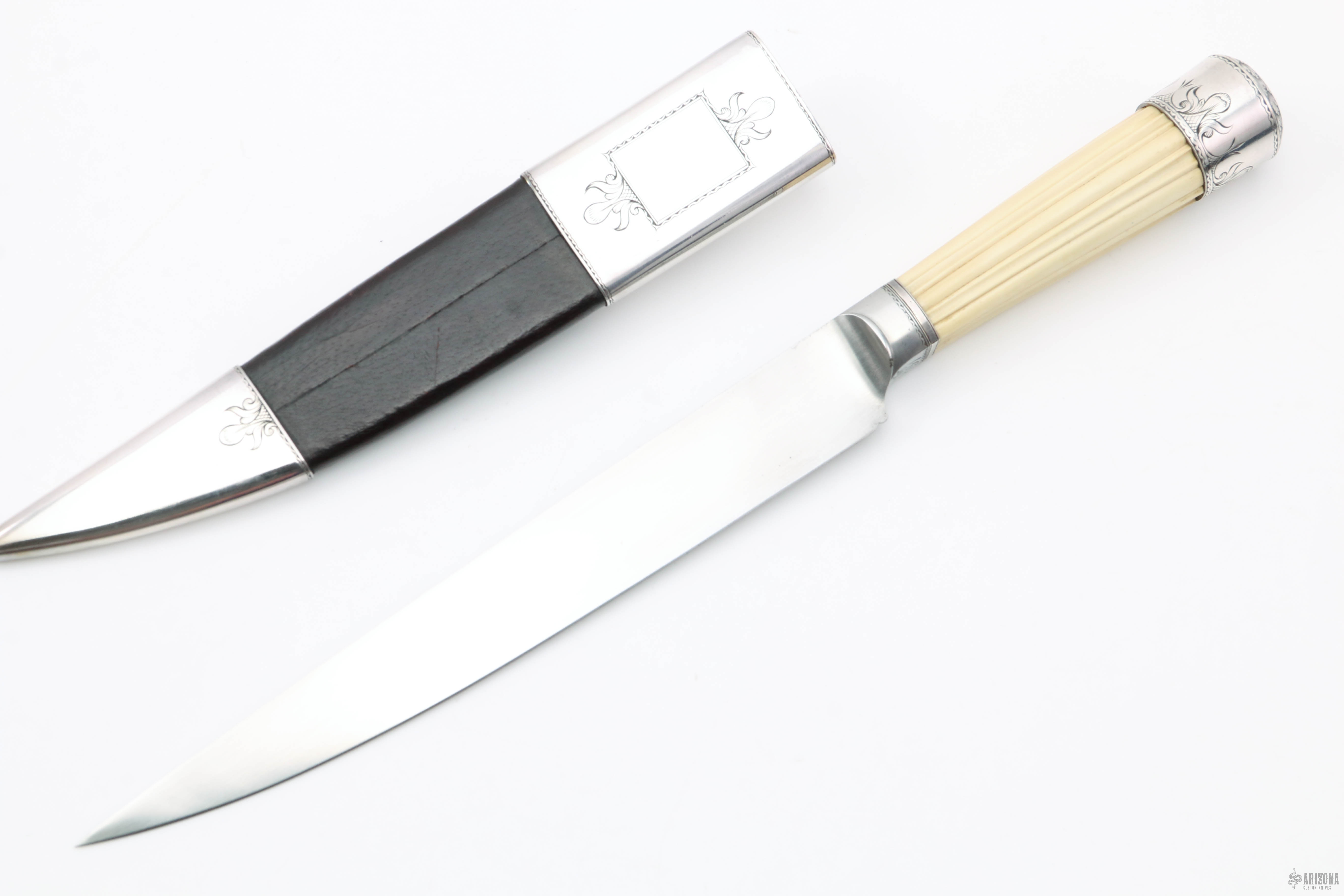 Engraved Ivory Bowie - Arizona Custom Knives