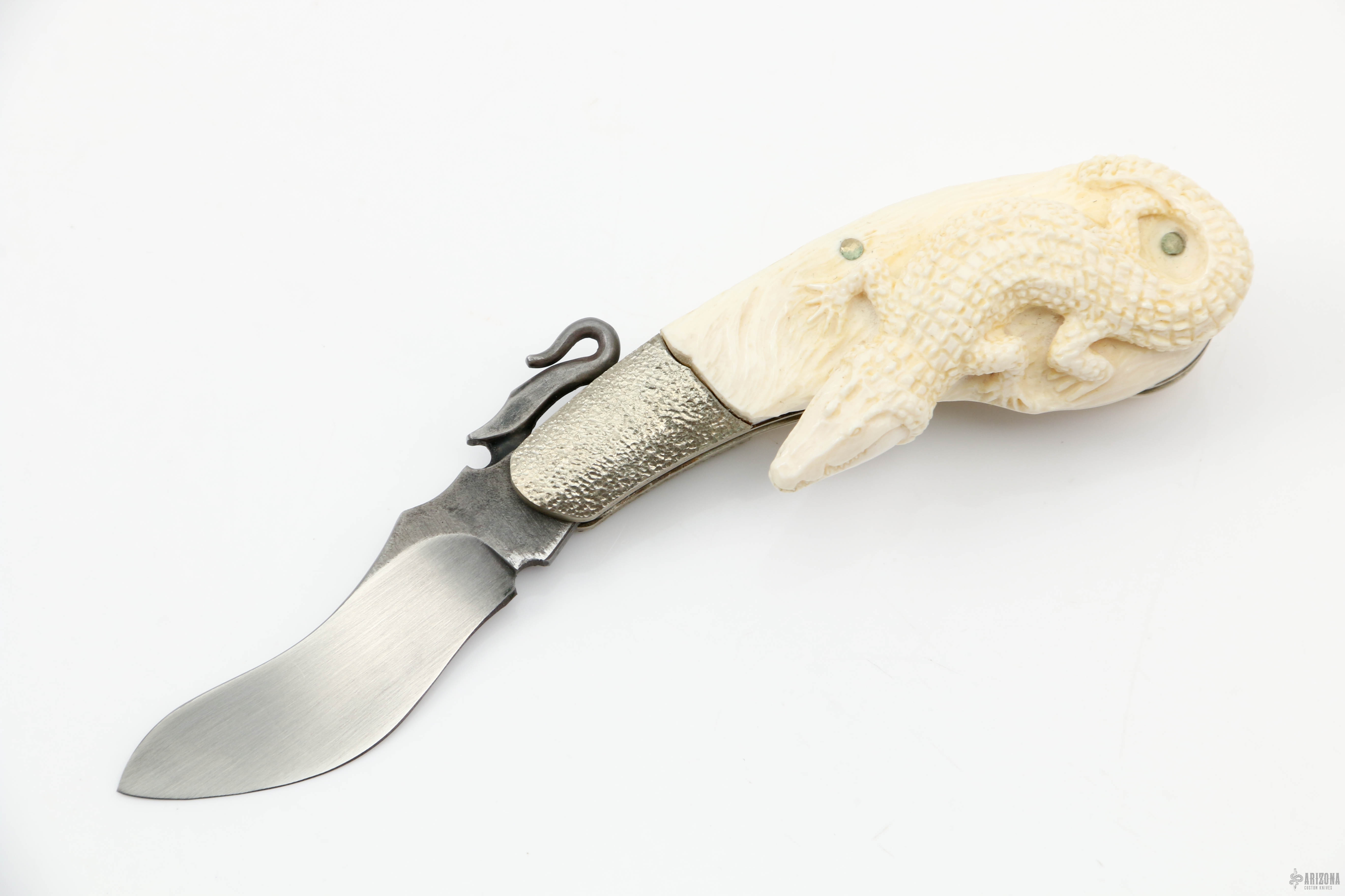 Carved Alligator Folder - Arizona Custom Knives