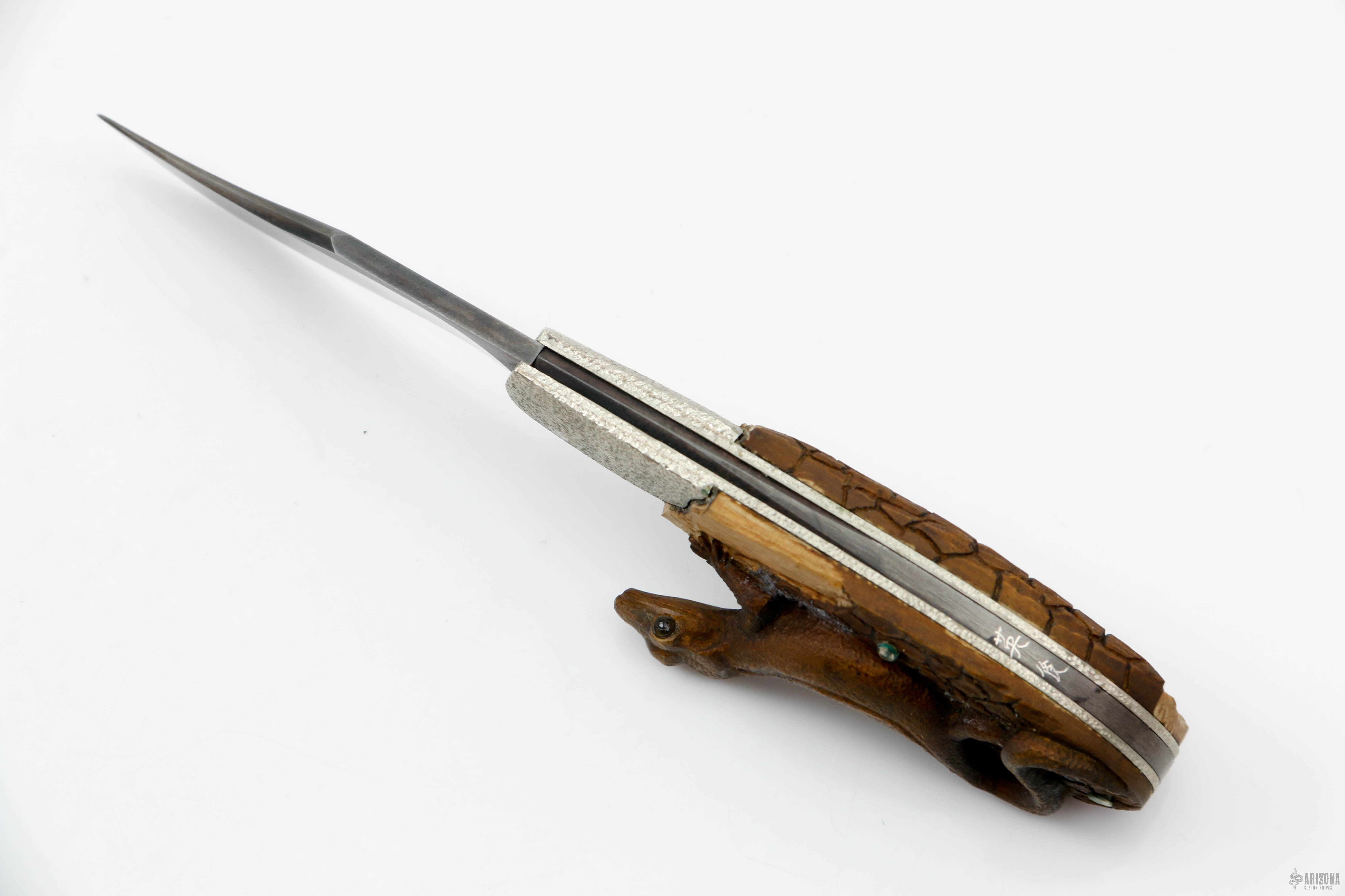 Carved Gecko Folder | Arizona Custom Knives