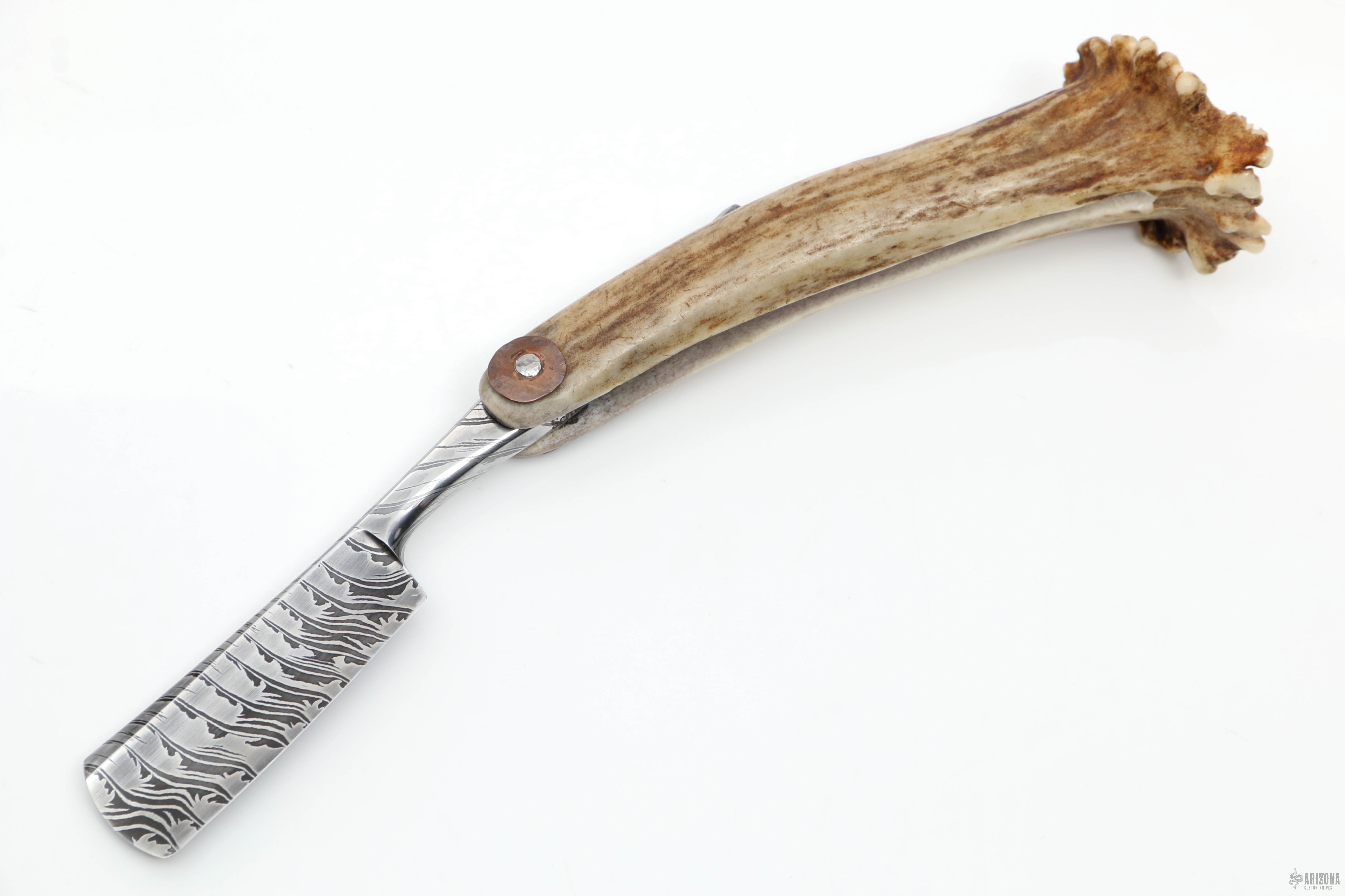 Making a Damascus Goblin Face Straight Razor - Arizona Custom Knives