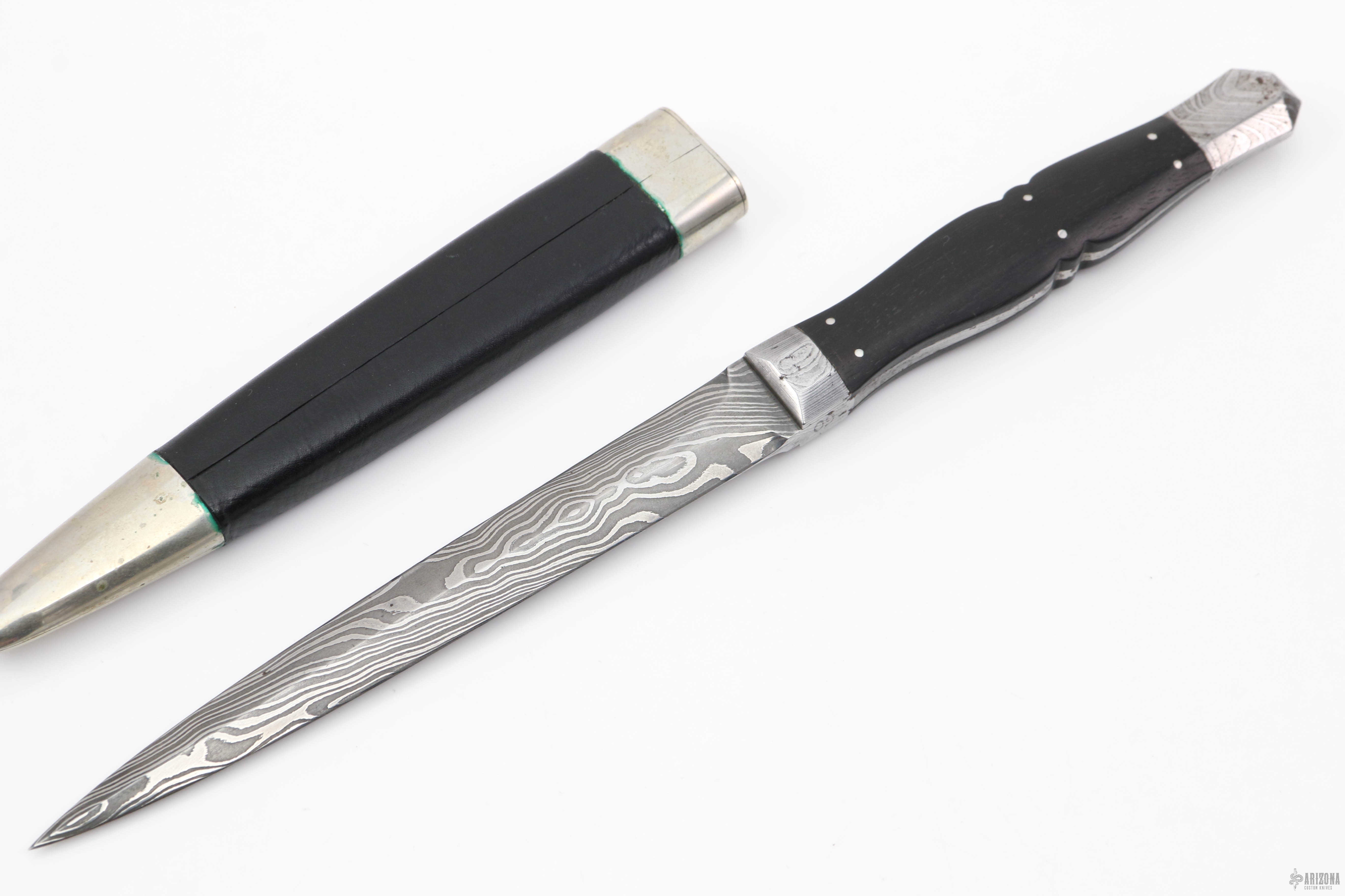 Damascus and Ebony Dagger - Arizona Custom Knives