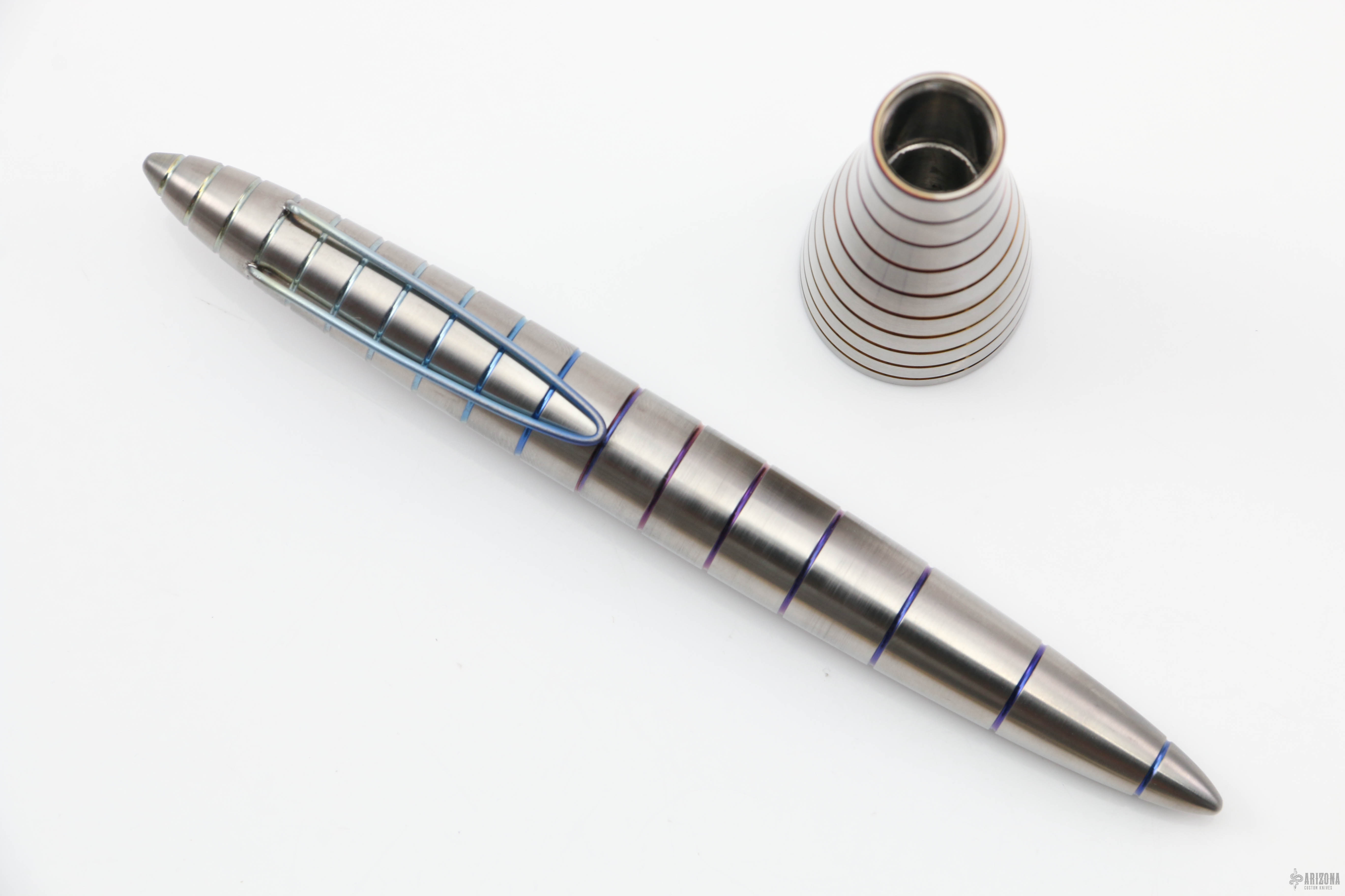 Titanium Fountain Pen with Desk Holder - Arizona Custom Knives