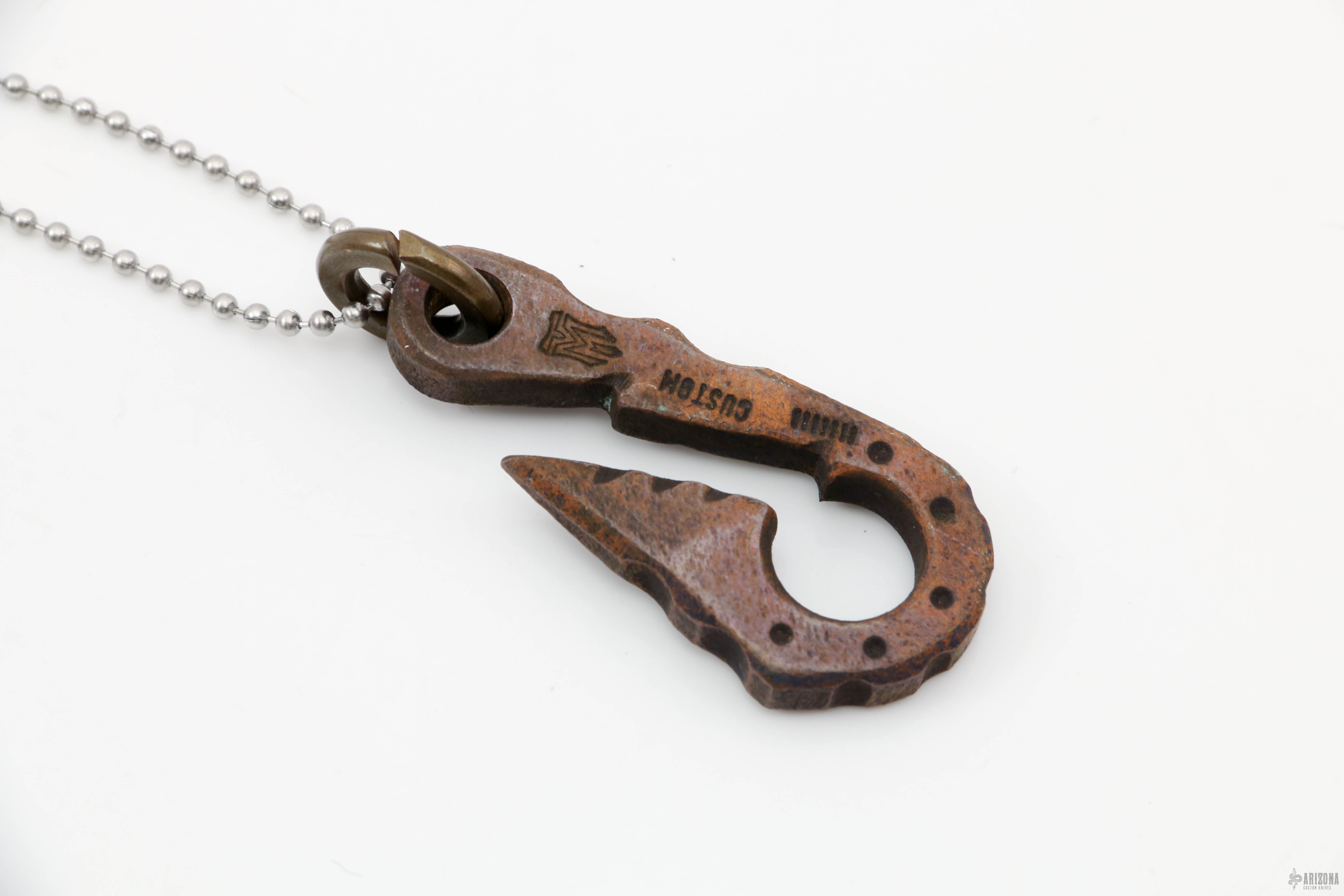 Copper Hook Pendant w/ Ball Chain - Arizona Custom Knives