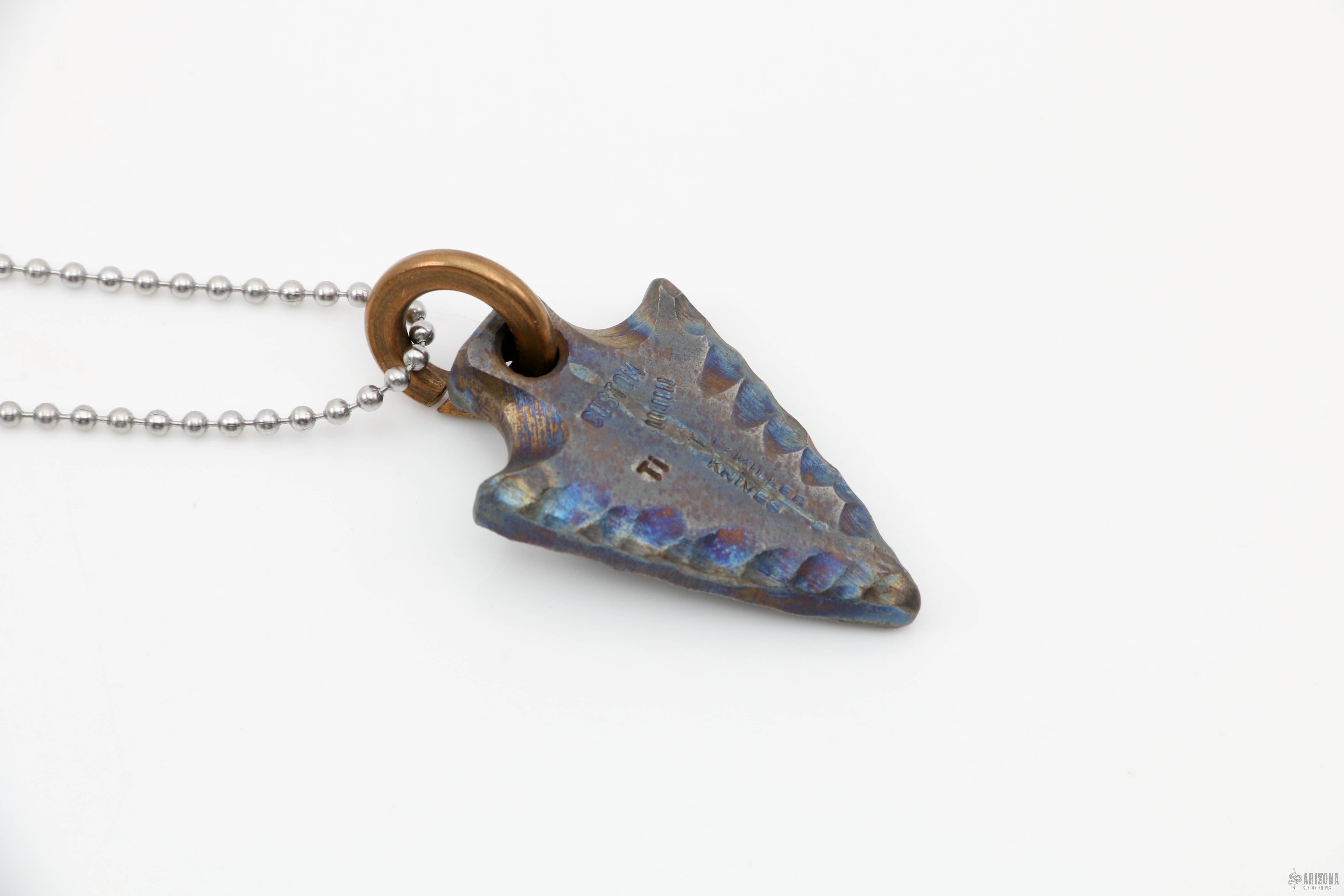 Titanium Arrowhead Pendant w/ Ball Chain - Arizona Custom Knives