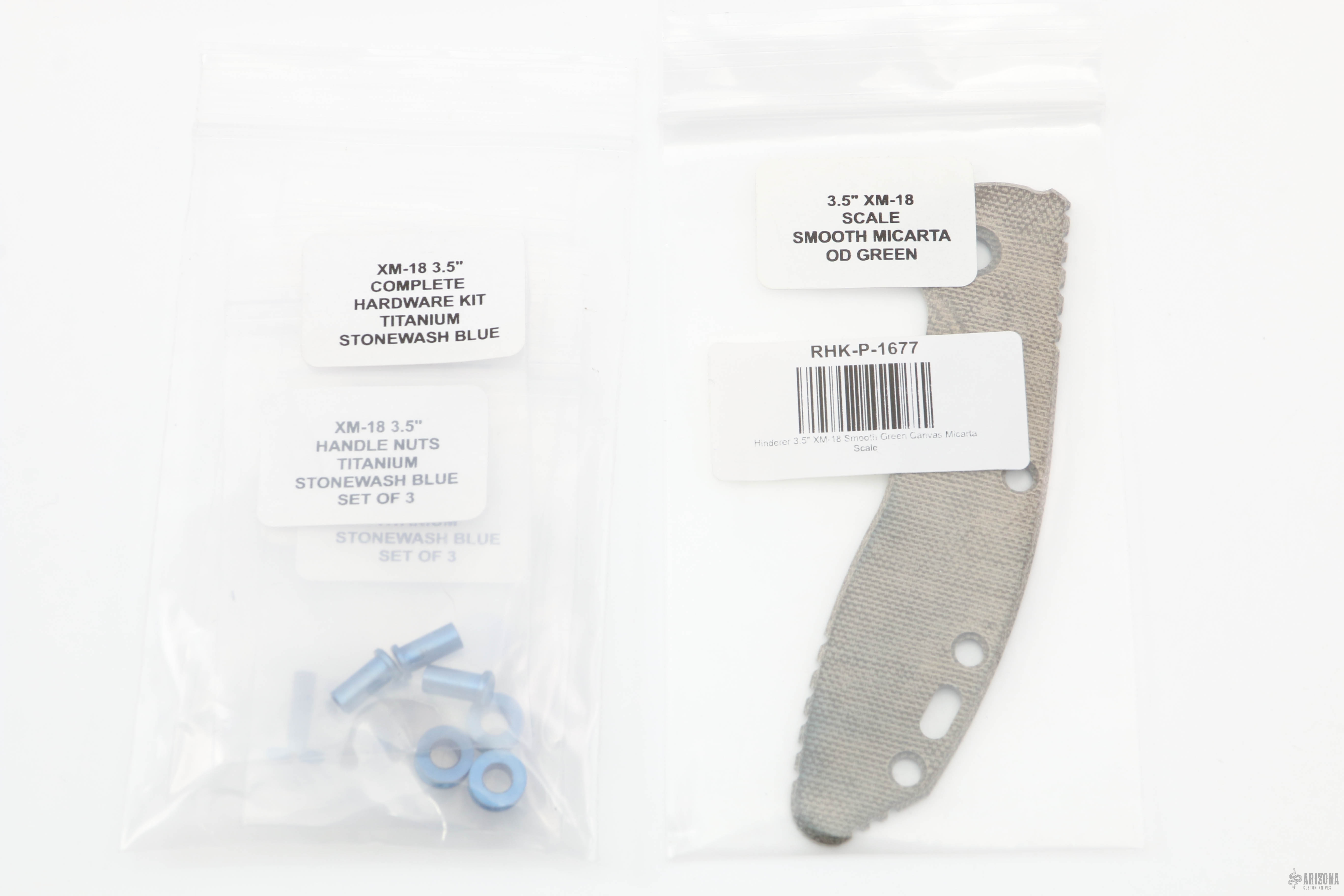 3.5" XM-18 Scale Smooth OD Green Micarta and Blue Titanium Hardware for ...