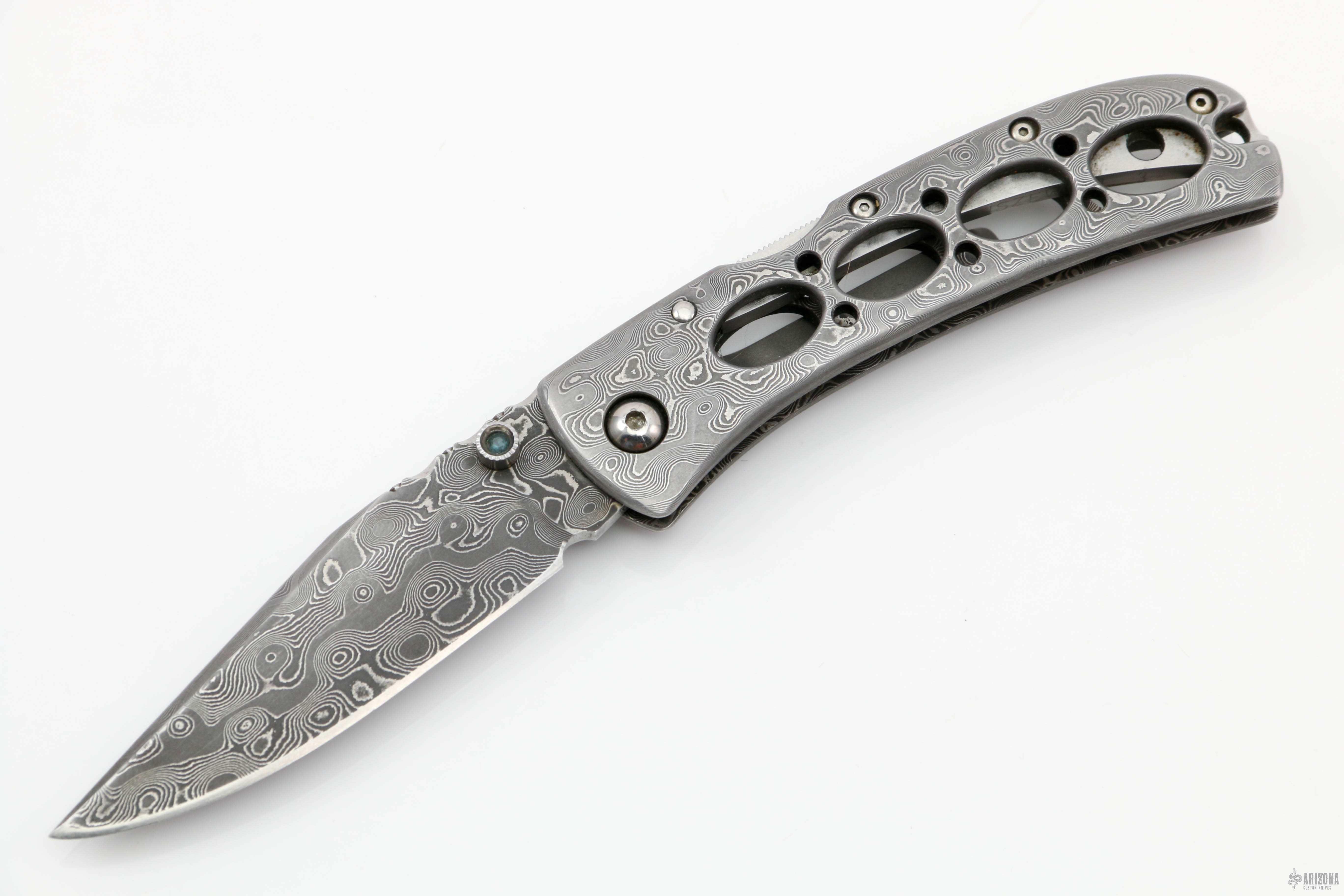 Damascus Mid-Lock Folder #3 - Arizona Custom Knives