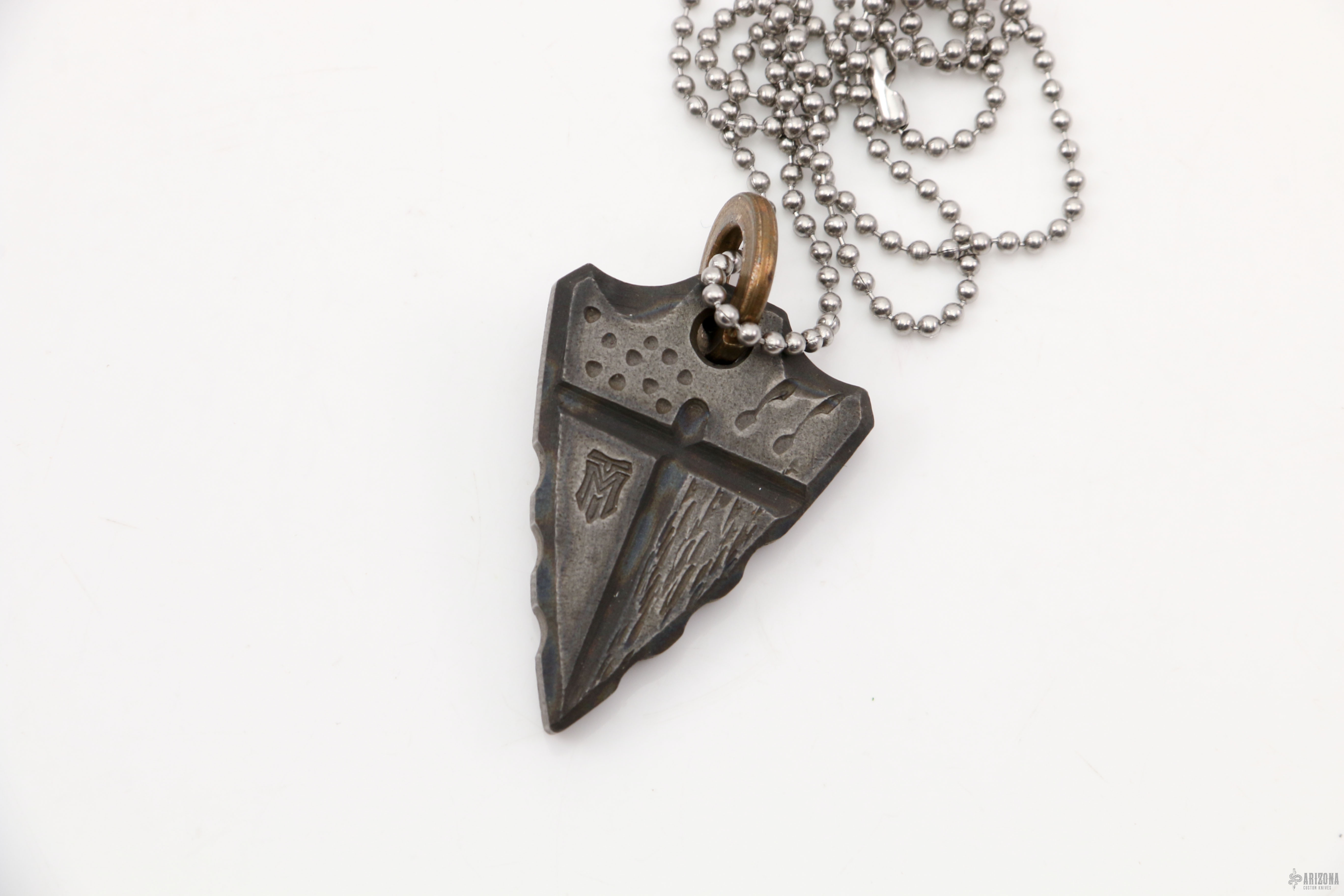 Titanium Arrowhead Pendant w/ Ball Chain - Arizona Custom Knives