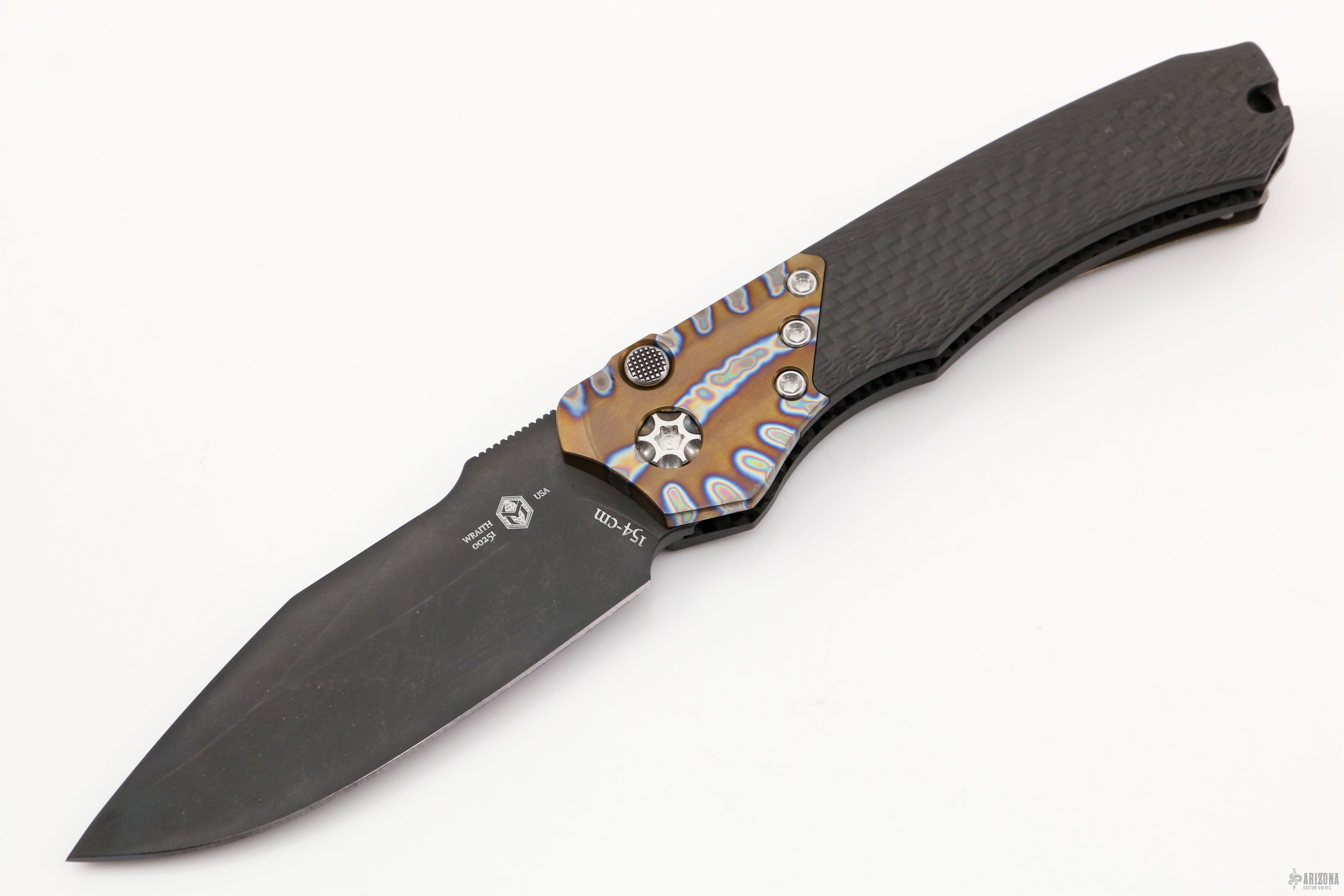 Wraith Auto - Carbon Fiber and Flamed Ti - Arizona Custom Knives