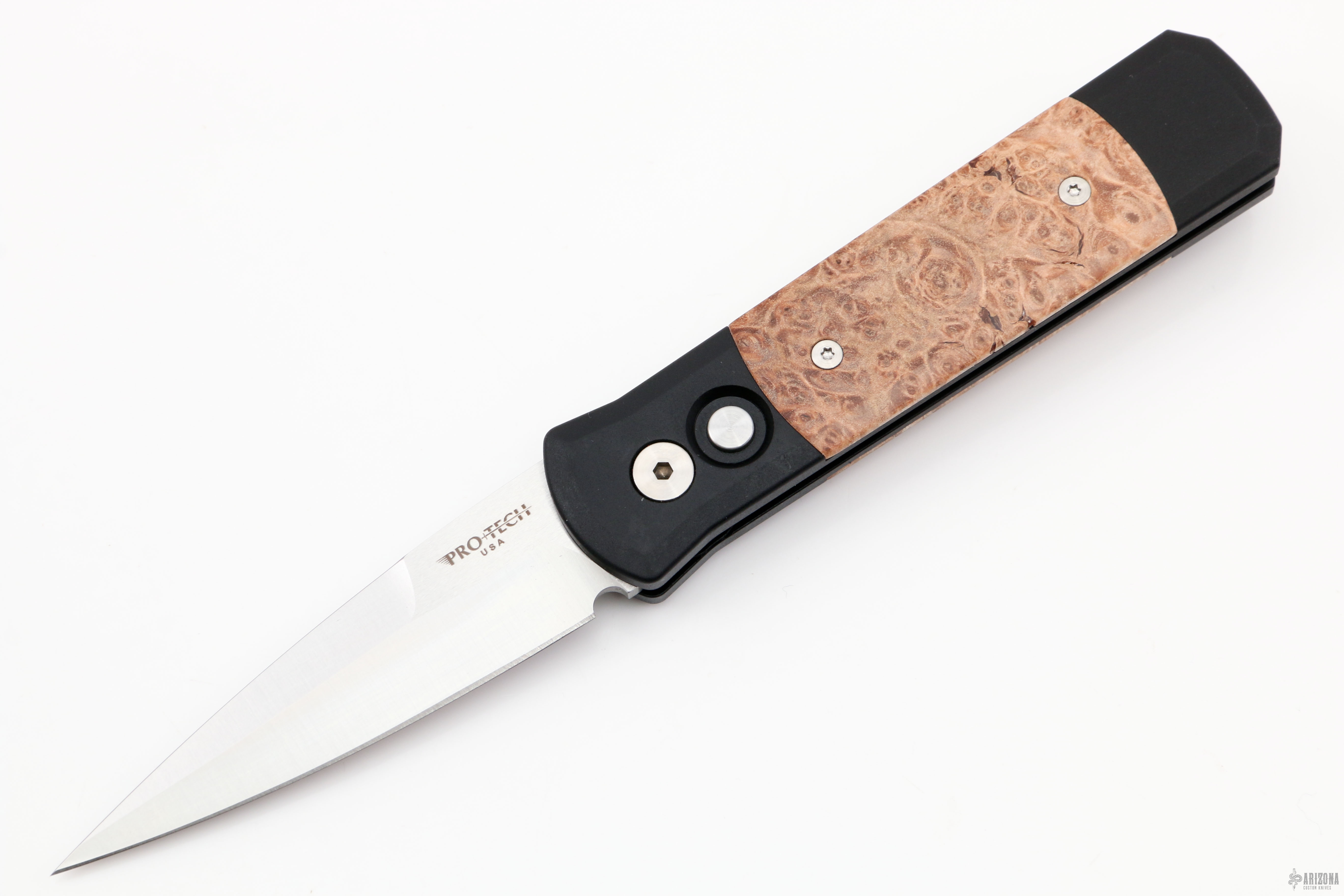 706 Godson -Maple Burl Inlays - Arizona Custom Knives