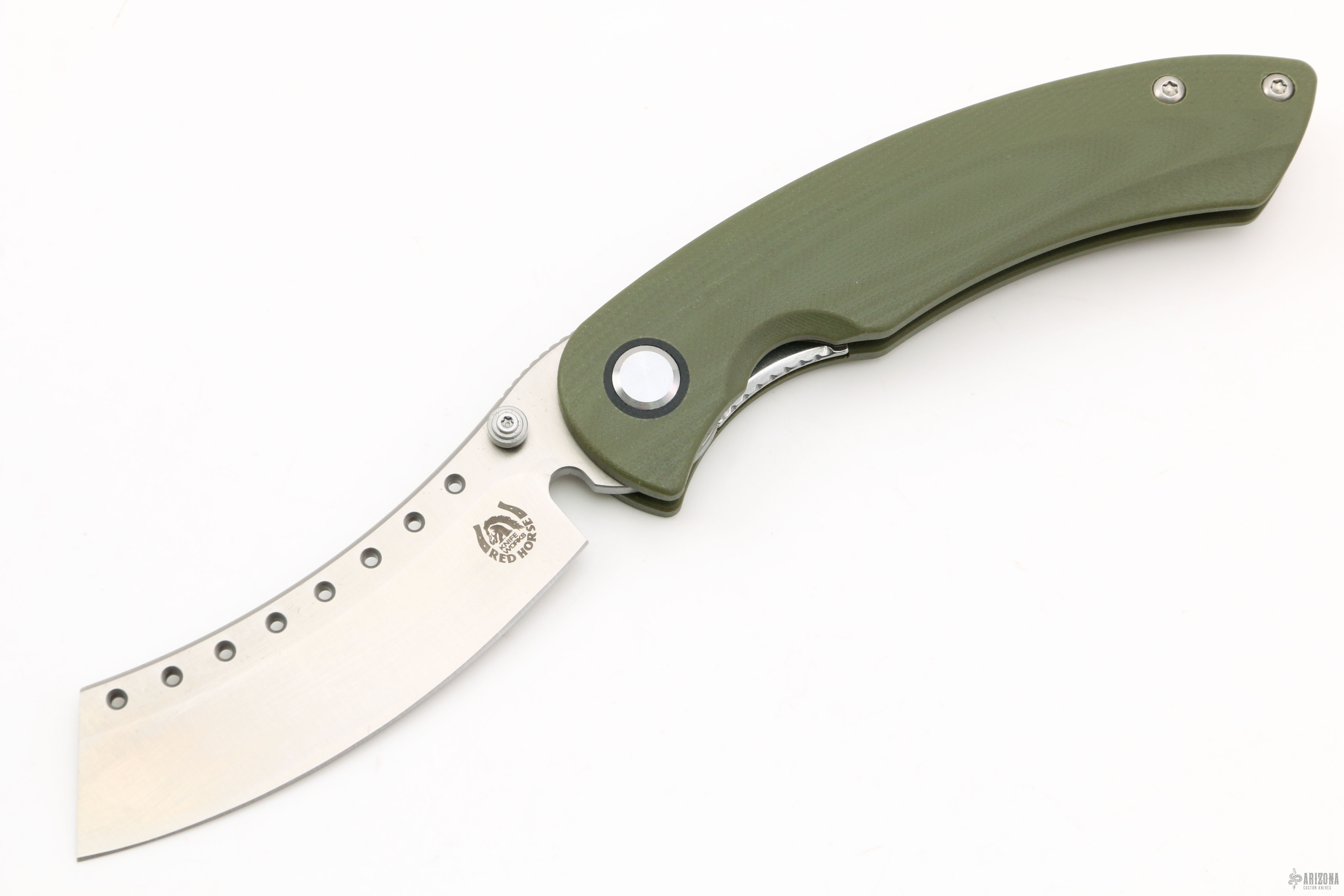 Hell Razor P - Satin and Green G-10 - Arizona Custom Knives