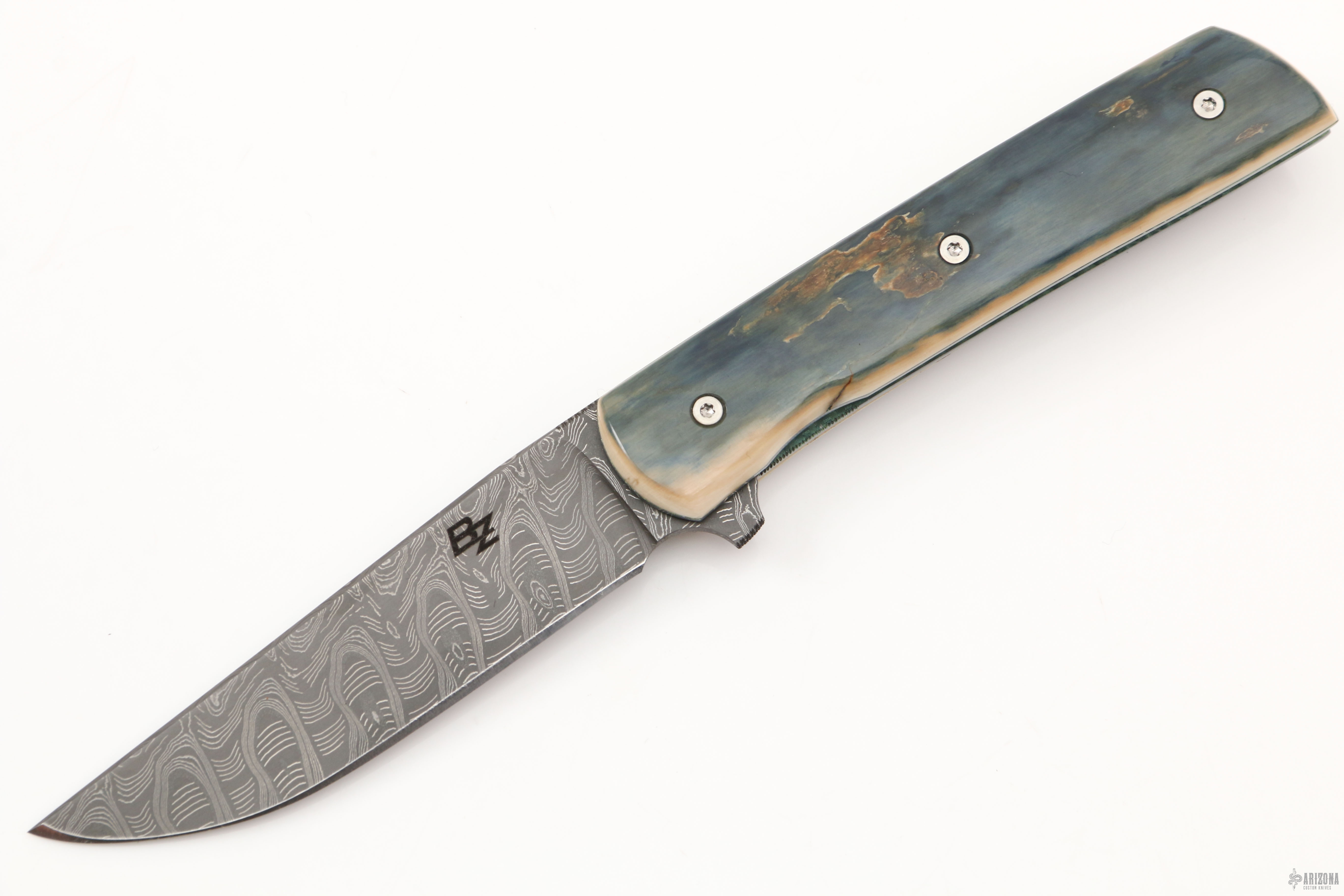 3.25" Urban Trapper Flipper - Damascus and Mammoth Ivory - Arizona ...