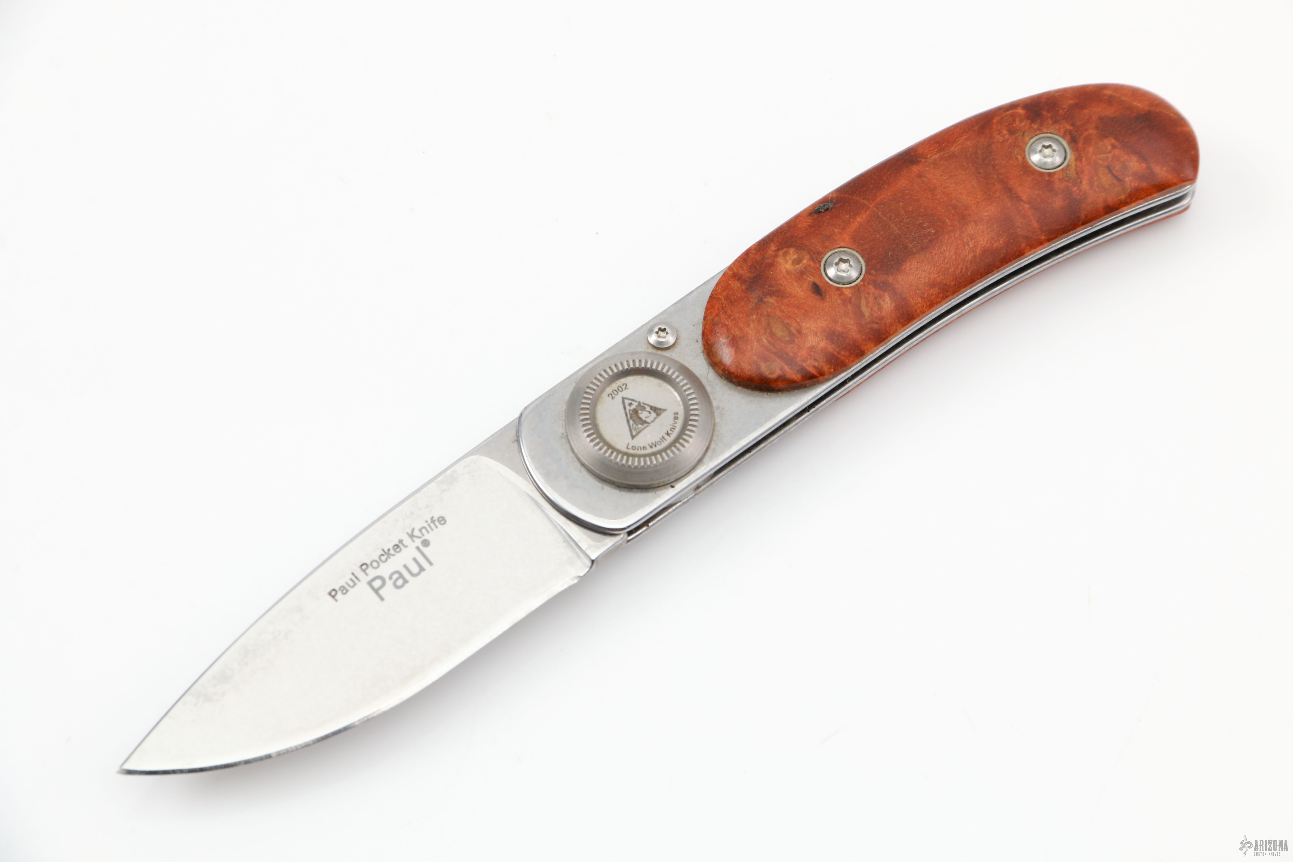 Paul Pocket Knife - Burlwood - Arizona Custom Knives