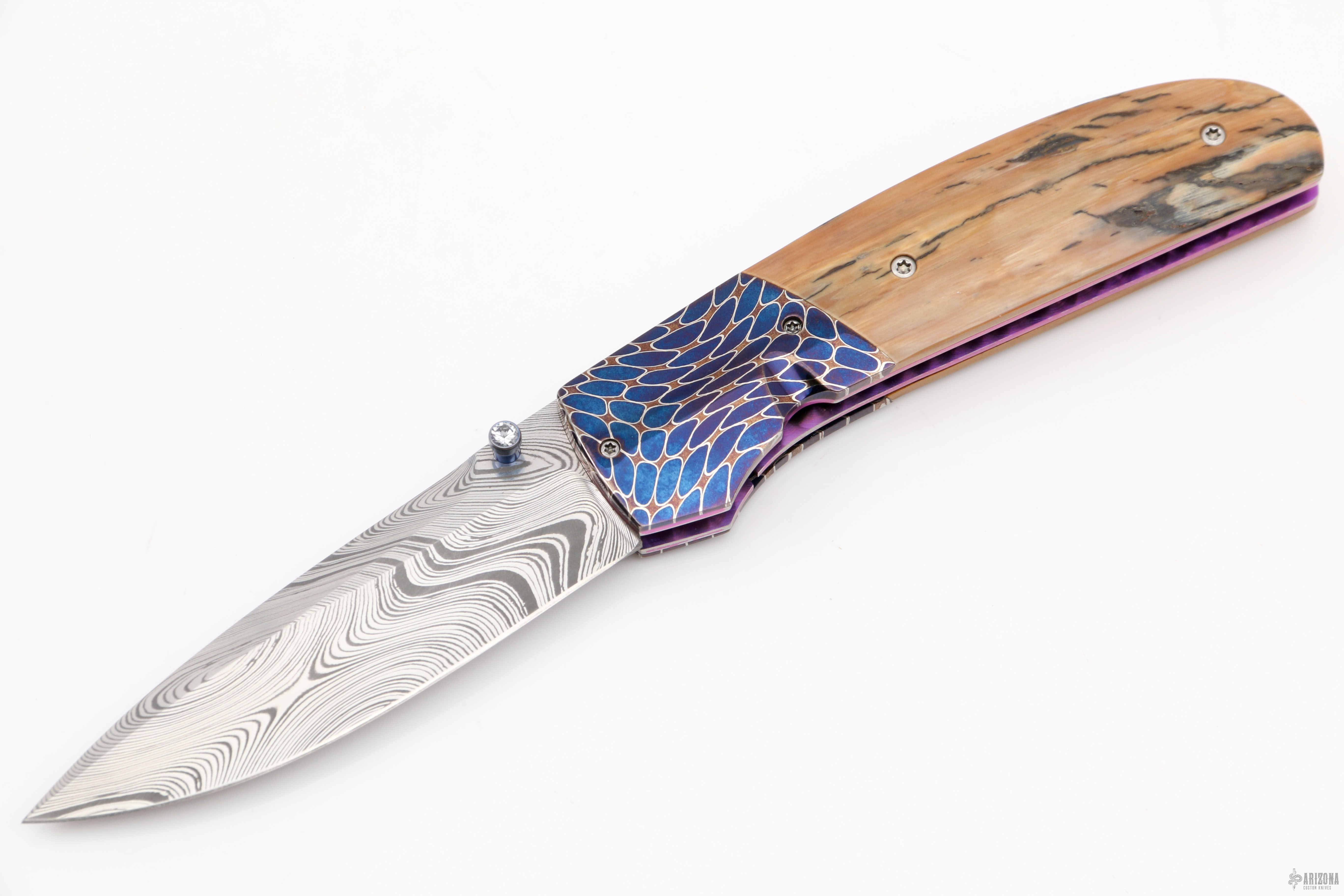 Damasteel & Mammoth Ivory Folder - Arizona Custom Knives
