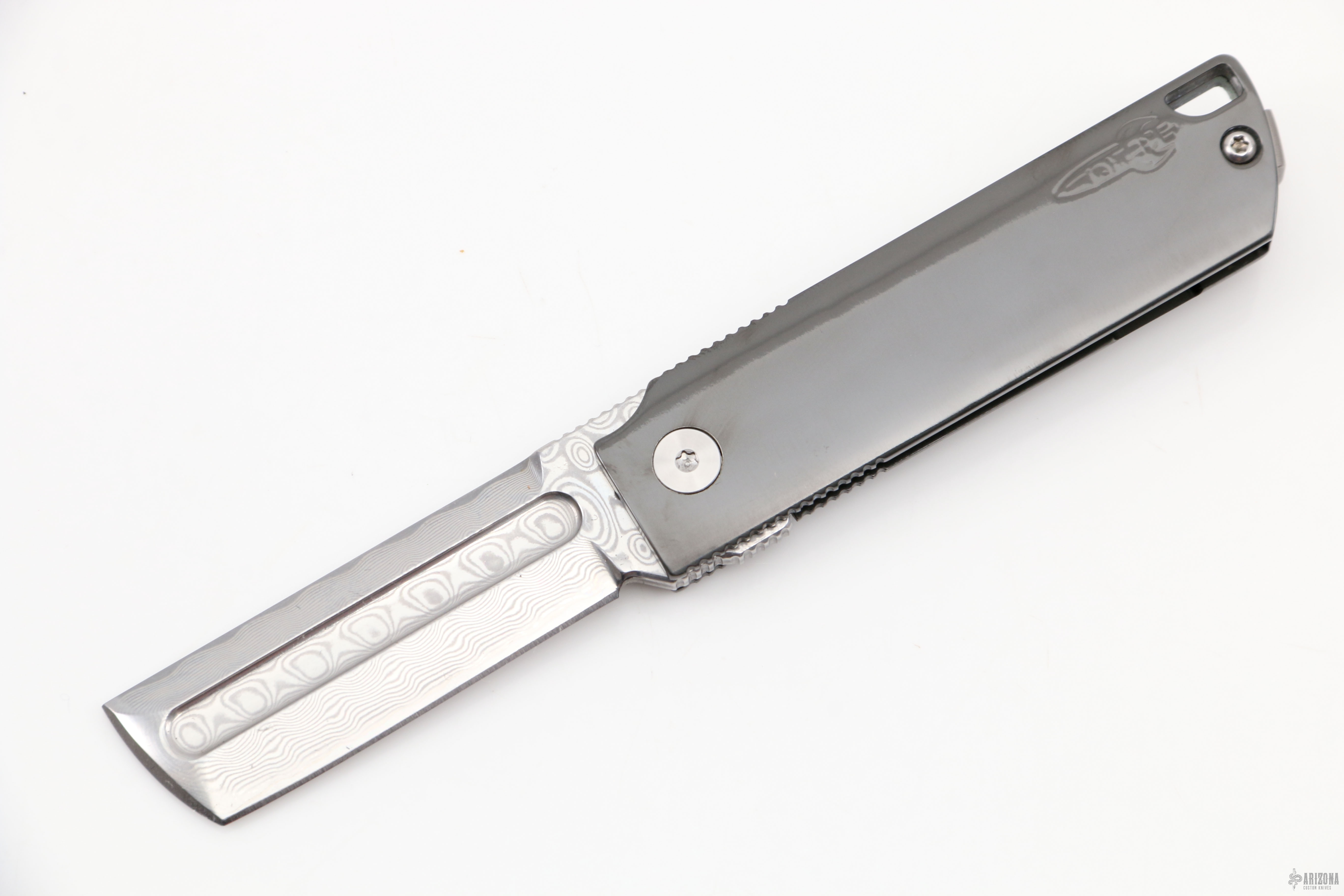 SpaceXi EDC Flipper - Zirconium and Damasteel - Arizona Custom Knives