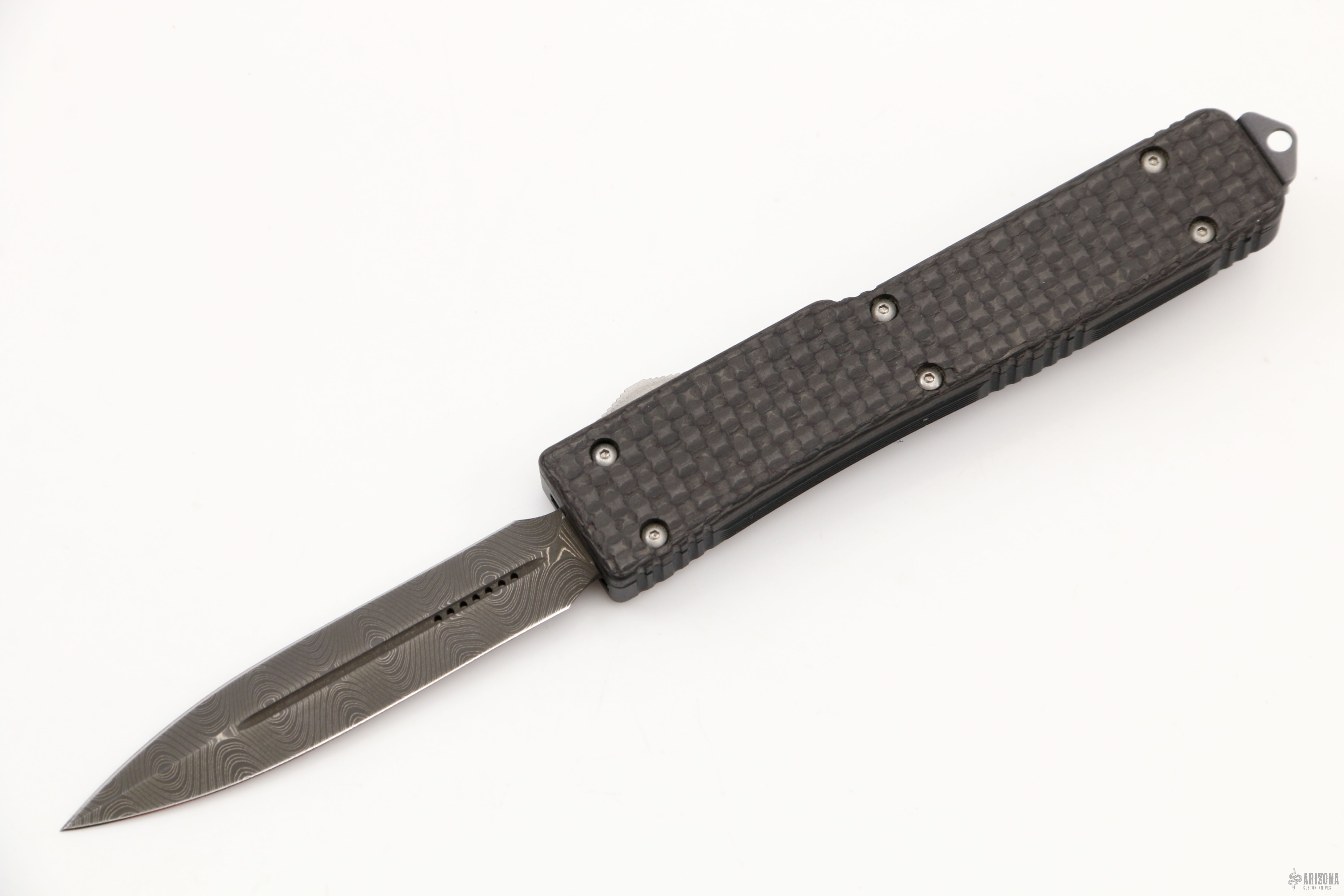 UTX-70 D/E Damascus Ladder-Black Carbon Fiber - Arizona Custom Knives