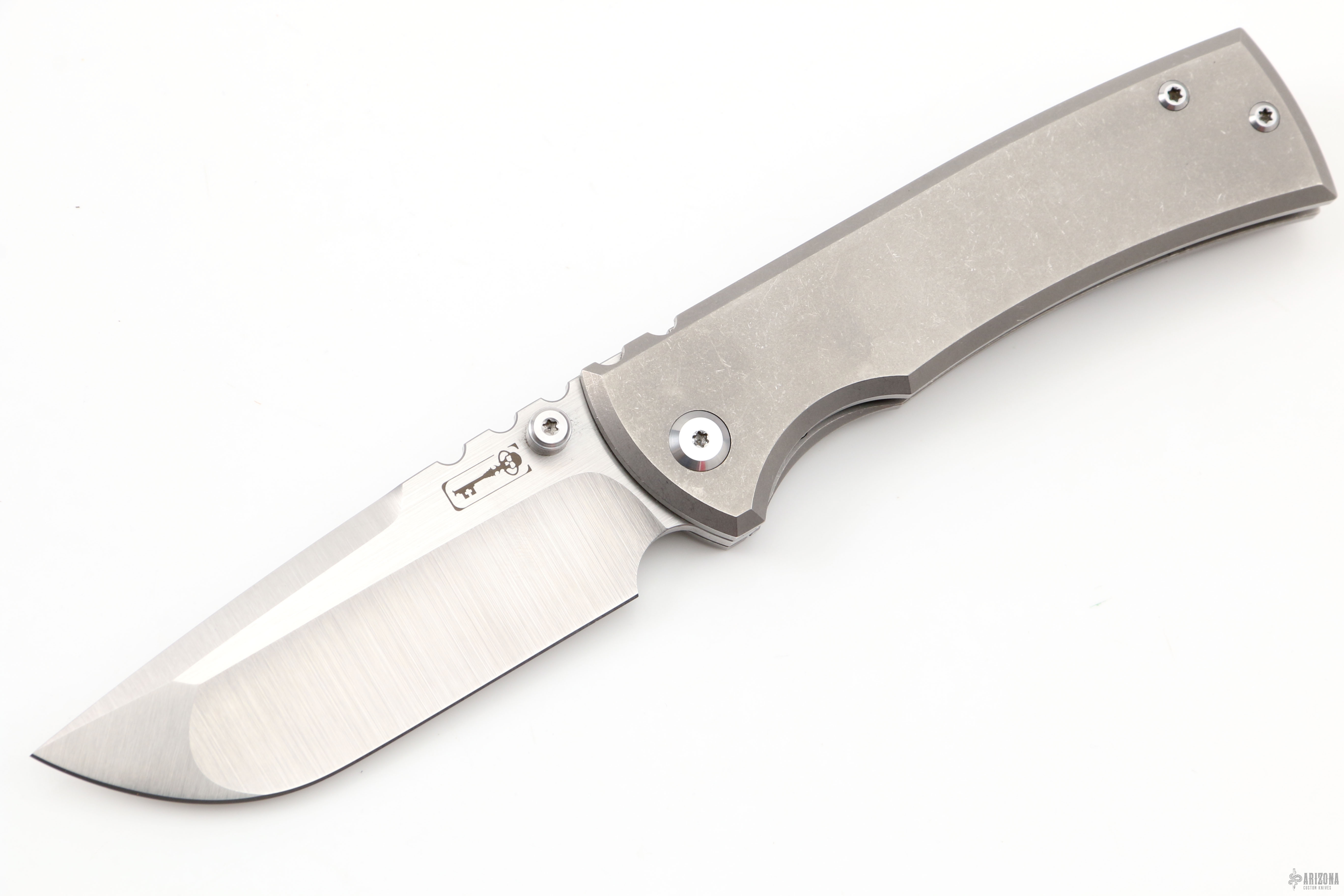 Ultramar Redencion 229 Belt Finished Drop Point Blade- Stonewashed Titanium - Arizona Custom Knives