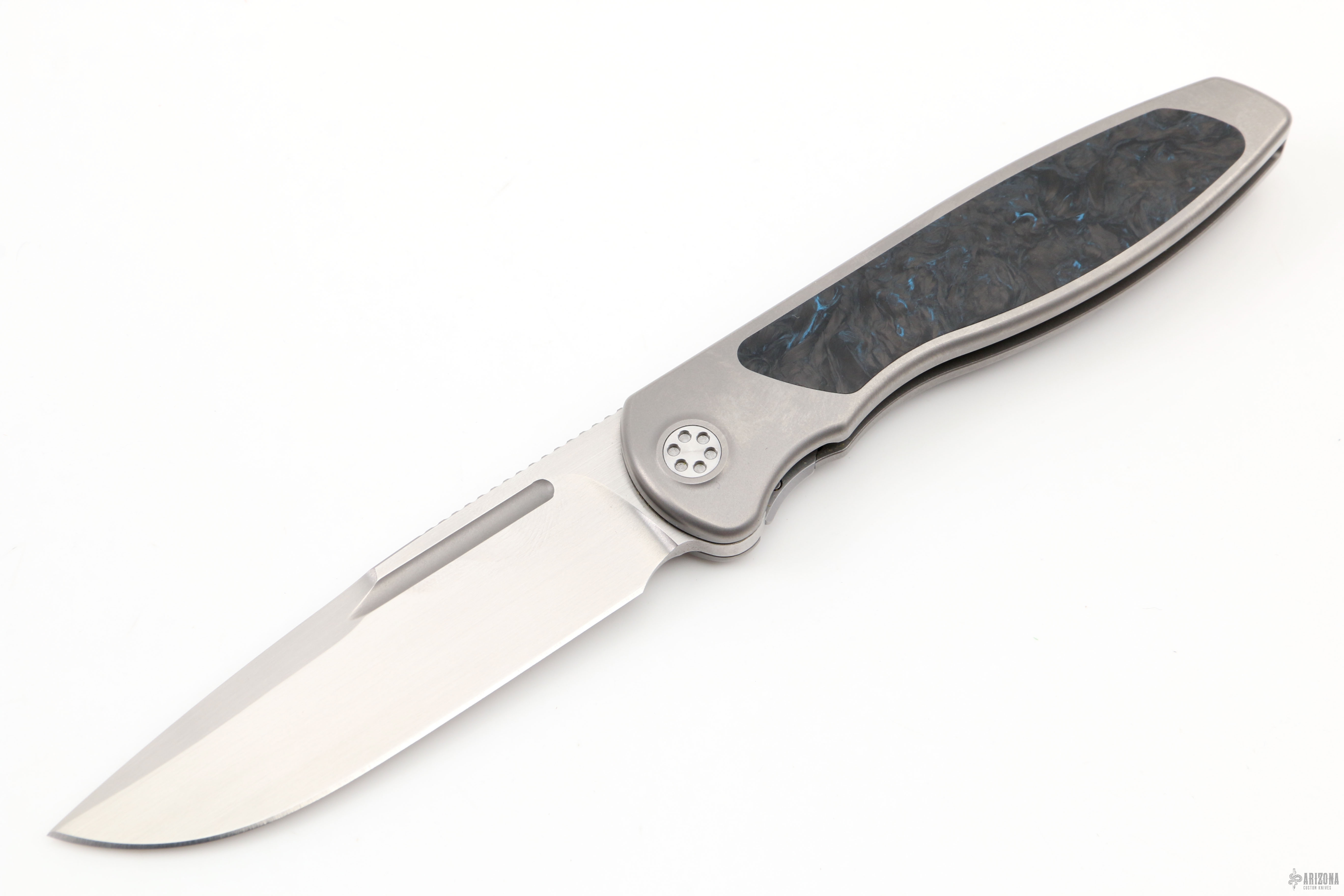Mini Tempest - Drop Point Marvel Blue FatCarbon - Arizona Custom Knives