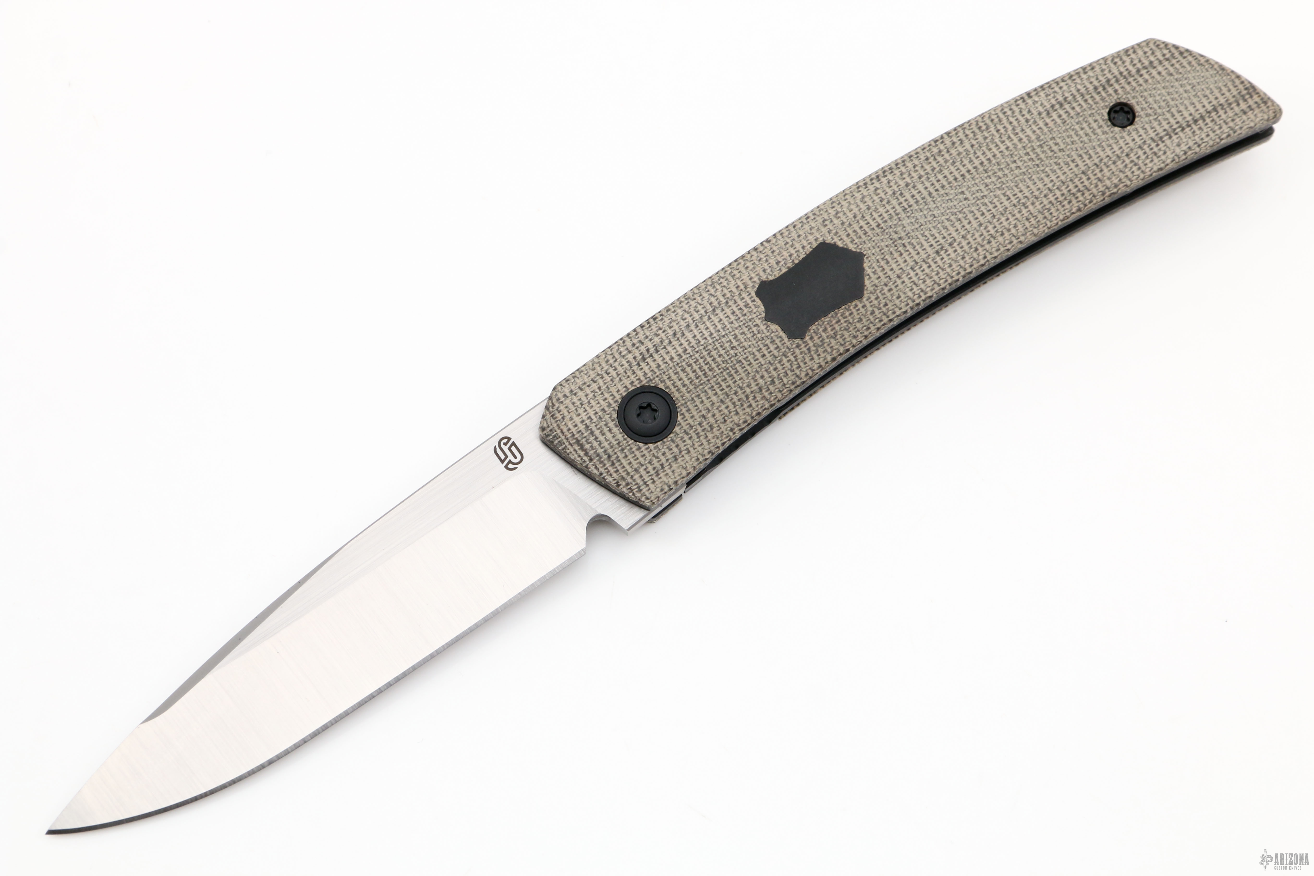 F22 KickStop Flipper Knife, Machine Satin Blade, Green Micarta Handles ...