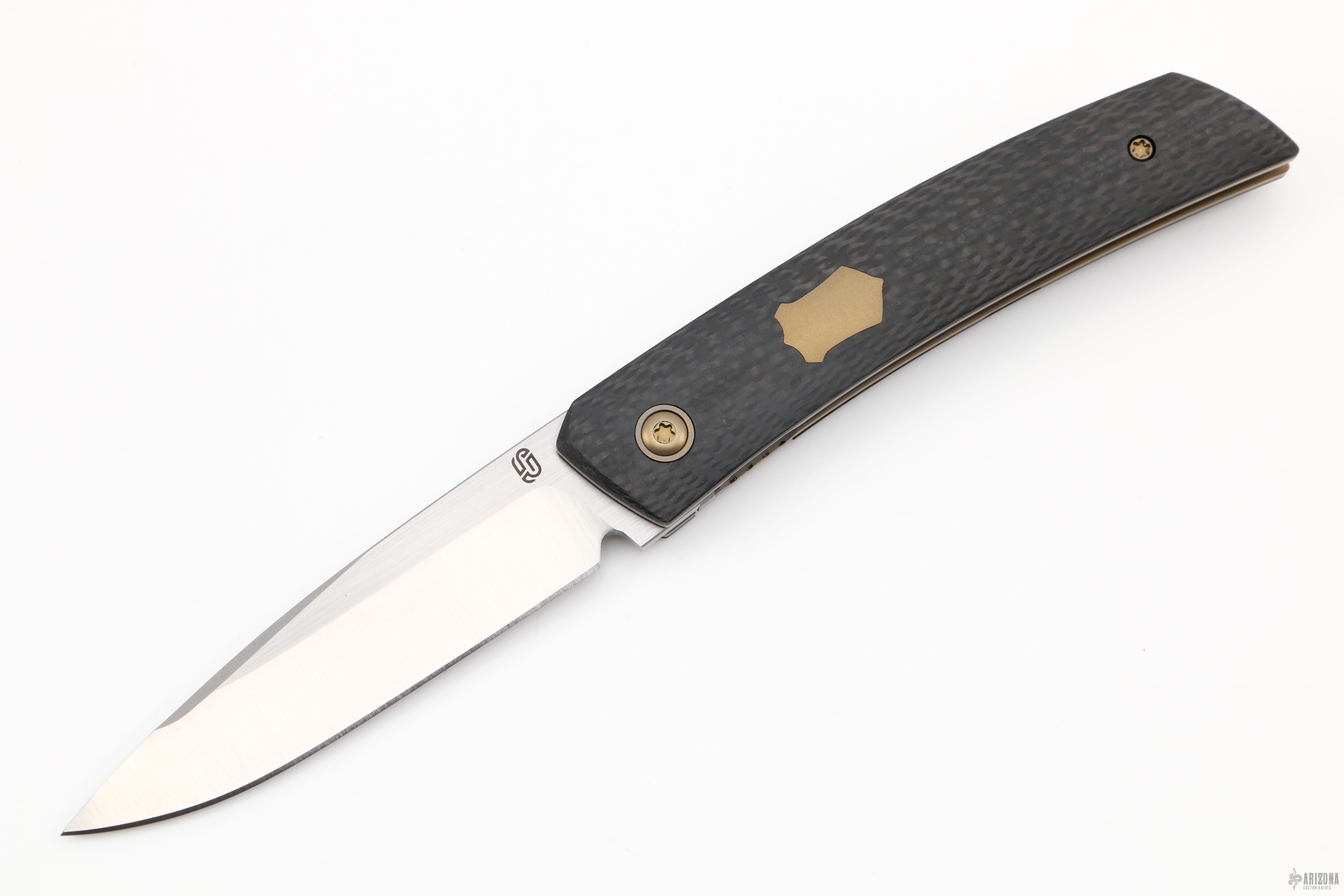F22 KickStop Flipper Knife, Machine Satin Blade, Carbon Fiber Handles ...