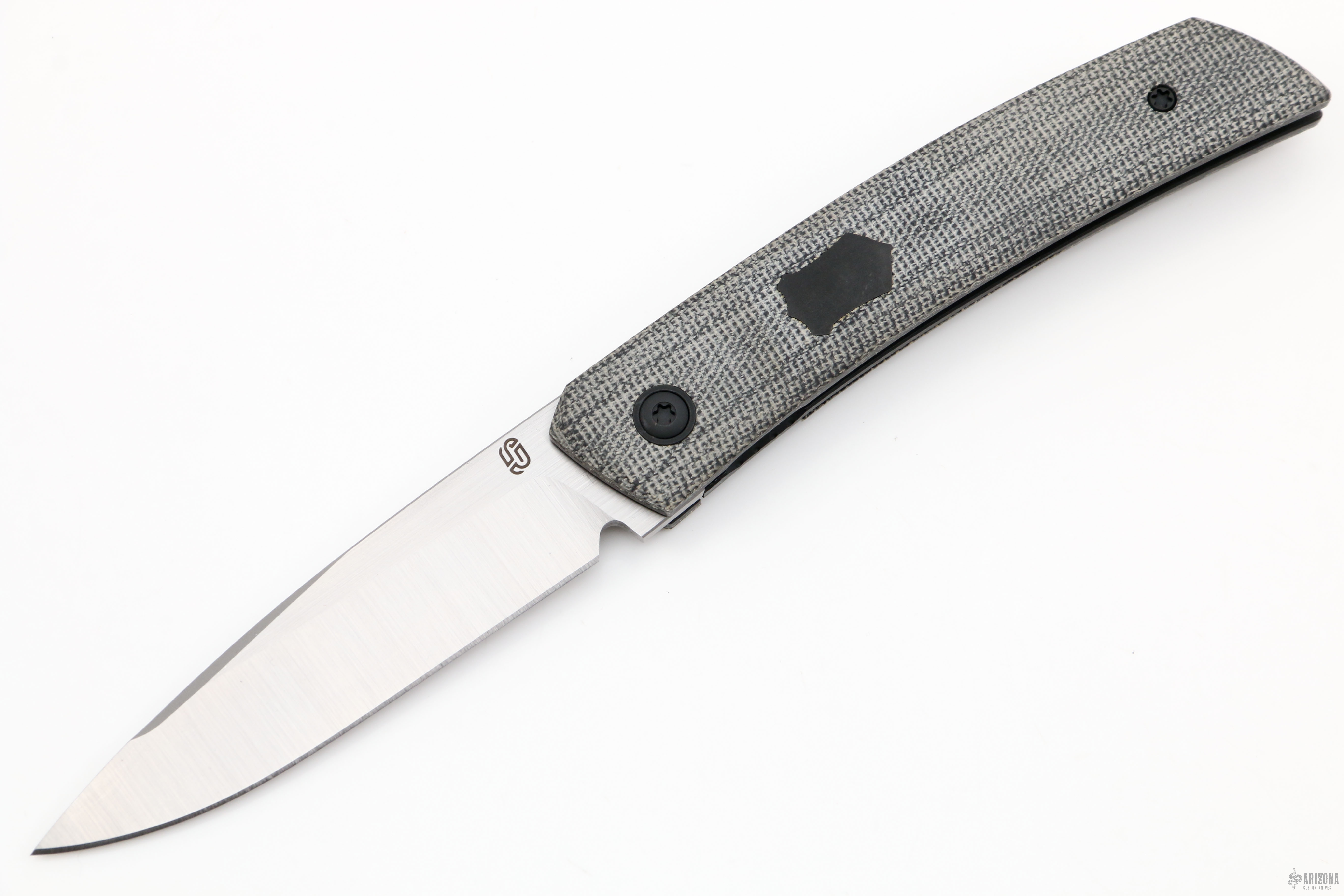 F22 KickStop Flipper Knife, Machine Satin Blade, Black Micarta Handles ...