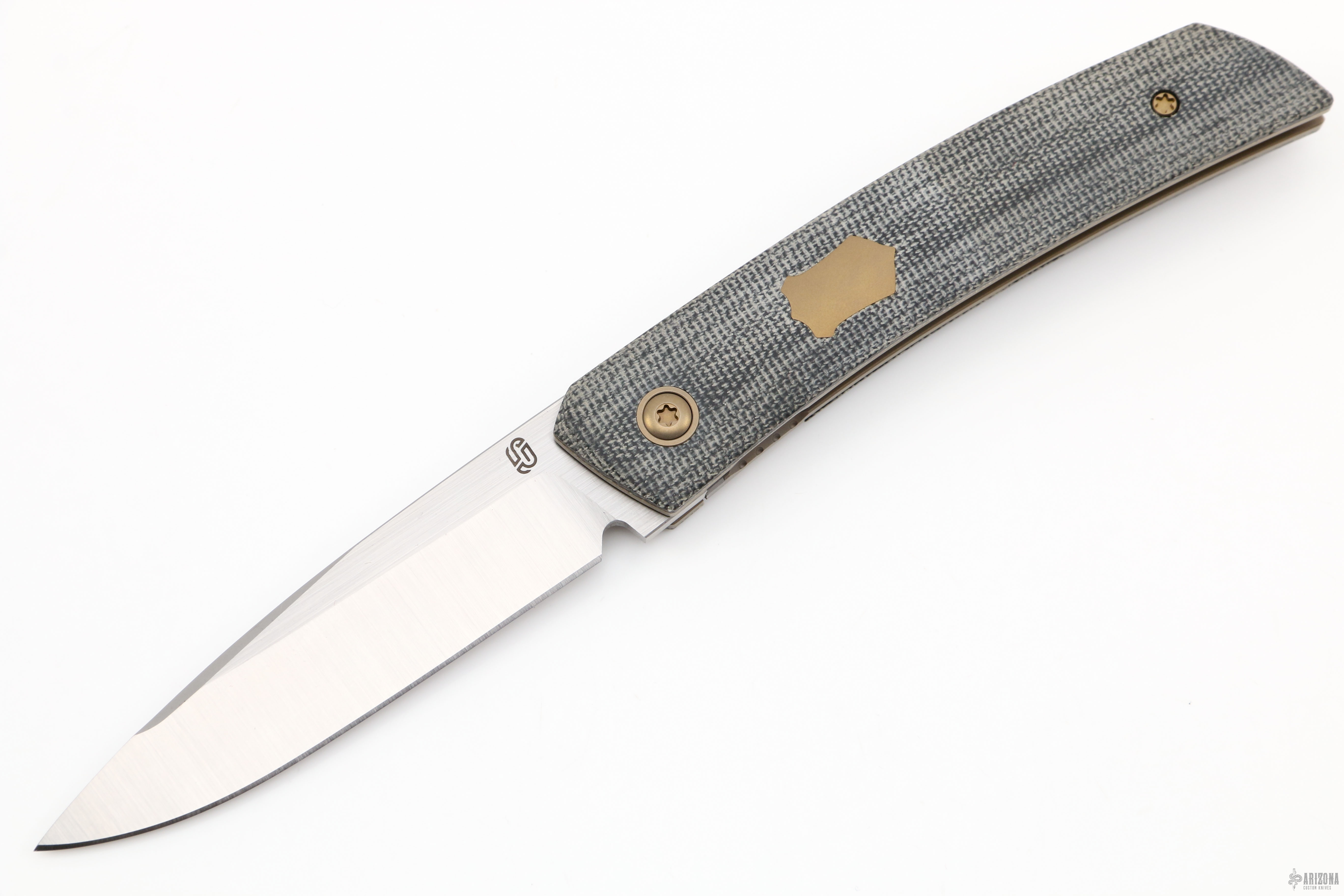 F22 KickStop Flipper Knife, Machine Satin Blade, Black Micarta Handles ...