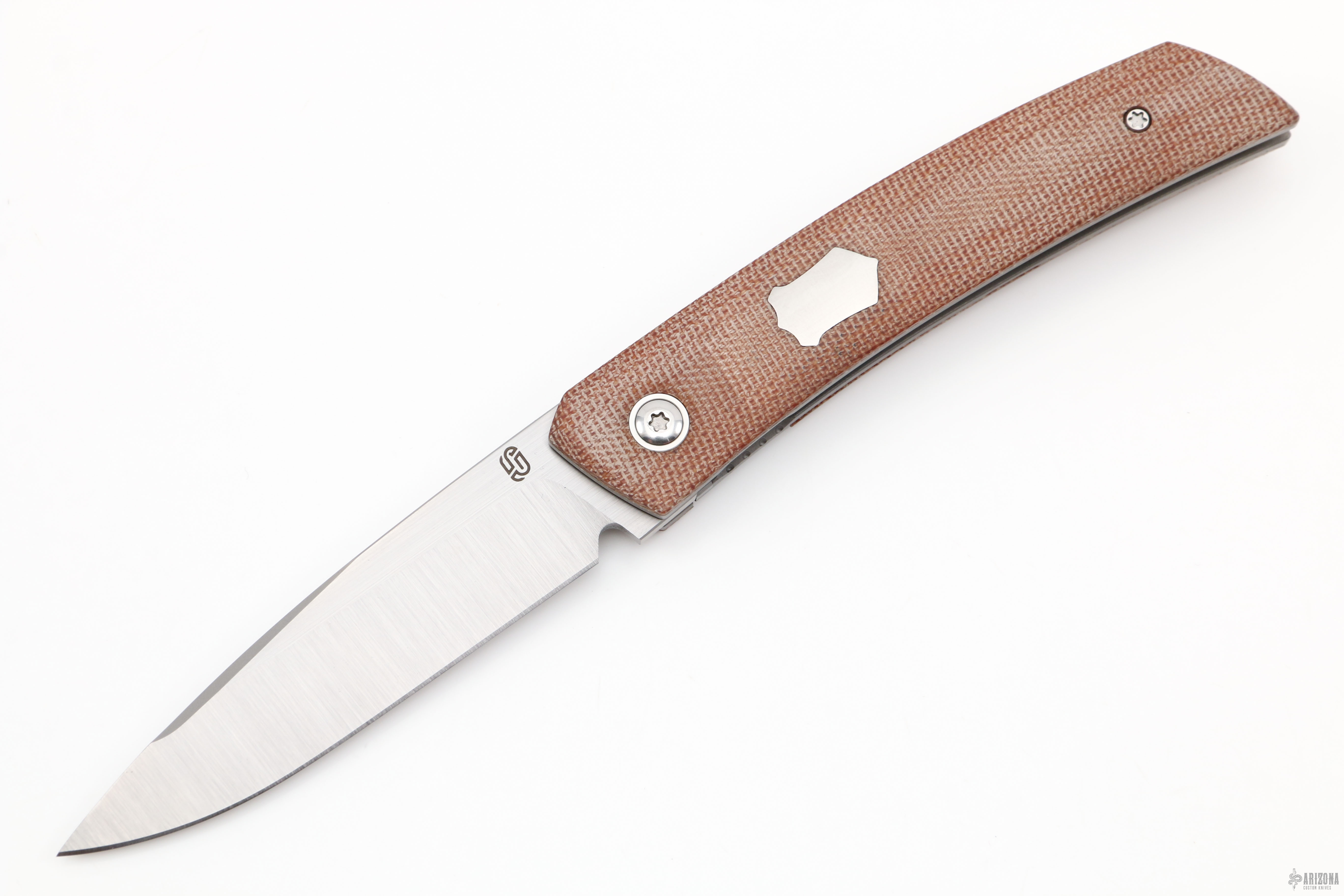 F22 KickStop Flipper Knife, Machine Satin Blade, Brown Micarta Handles ...