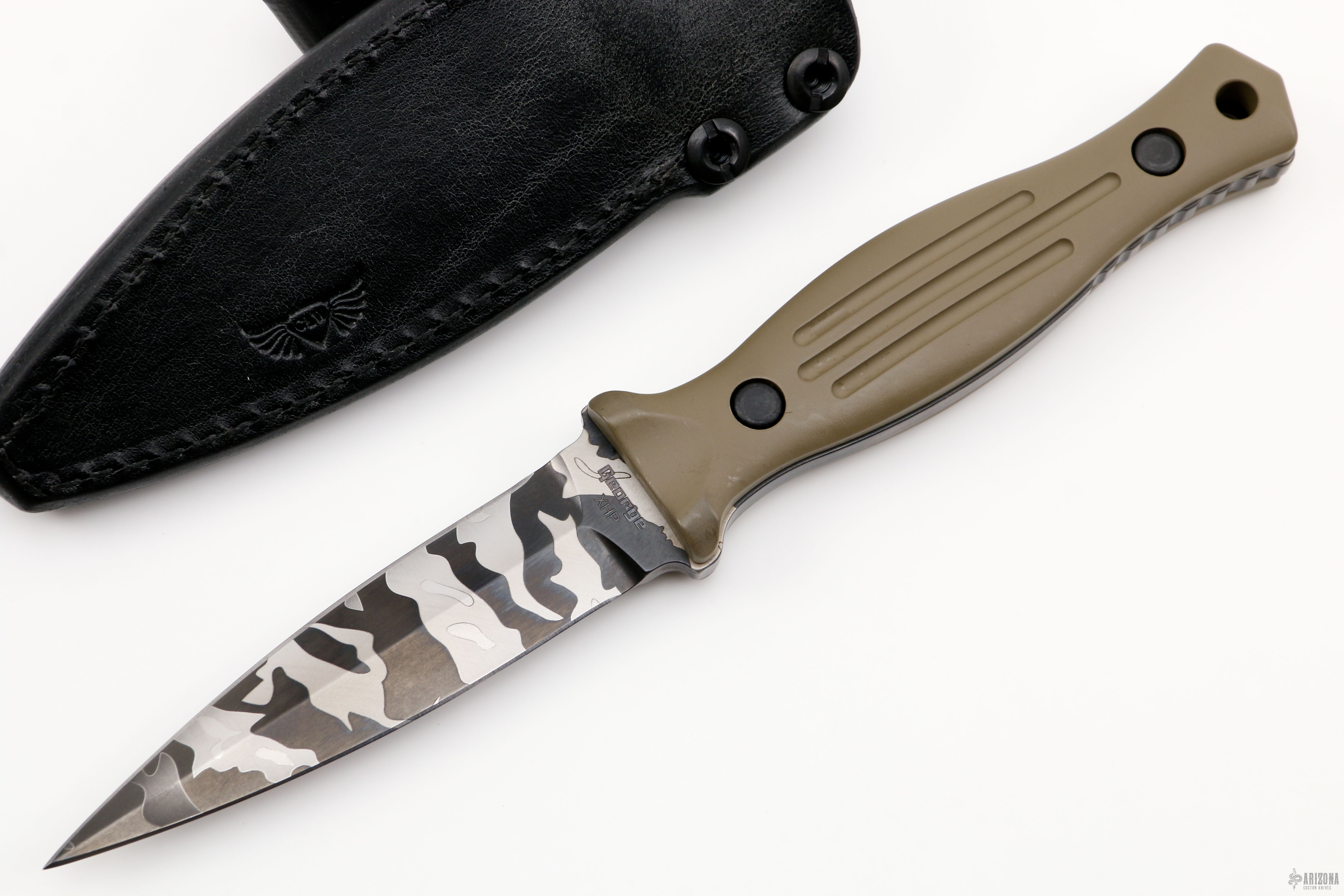 Galvo Dagger - XHP FDE Cerakote Aluminum Fuller - Arizona Custom Knives