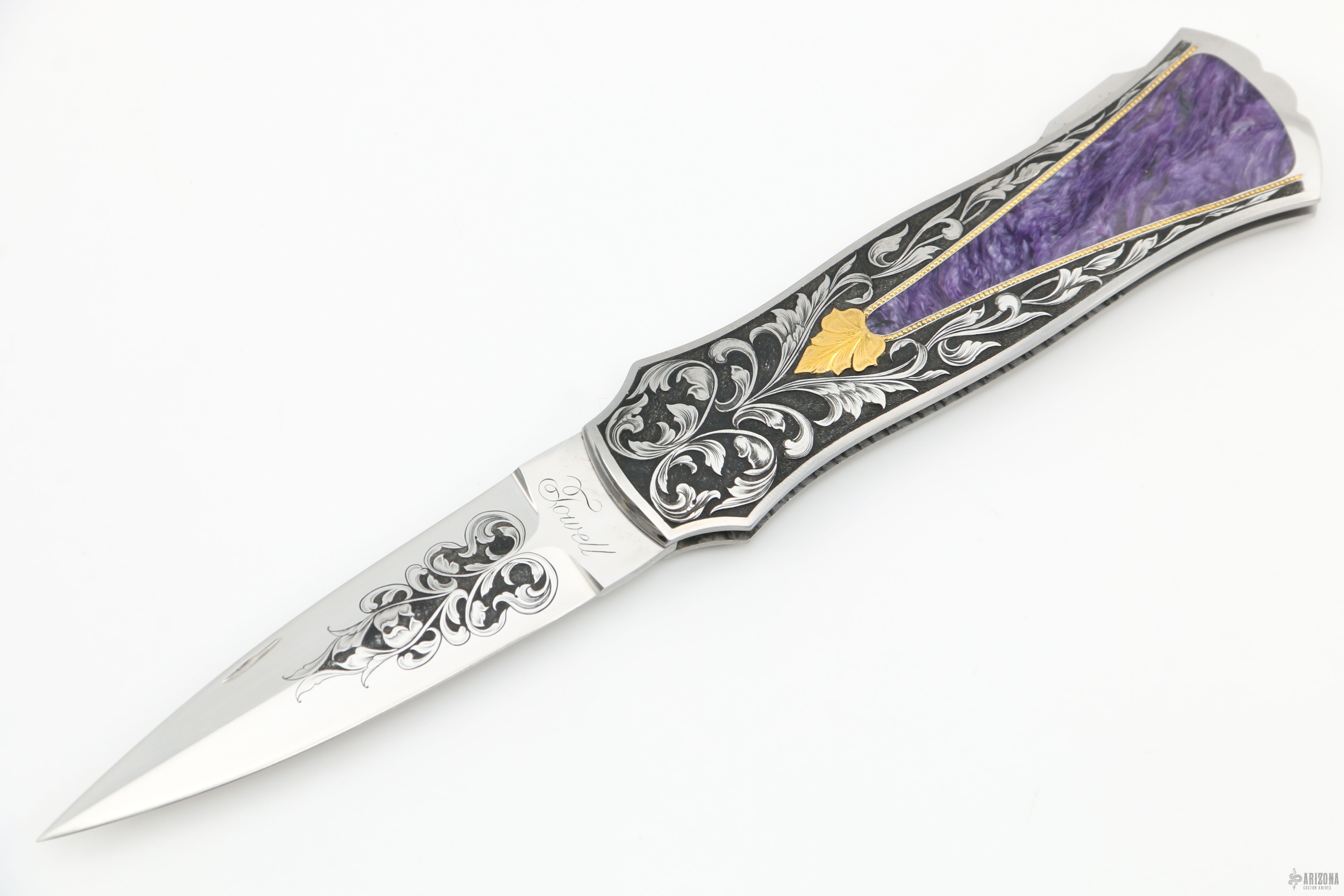 Engraved Lockback Dagger - Arizona Custom Knives
