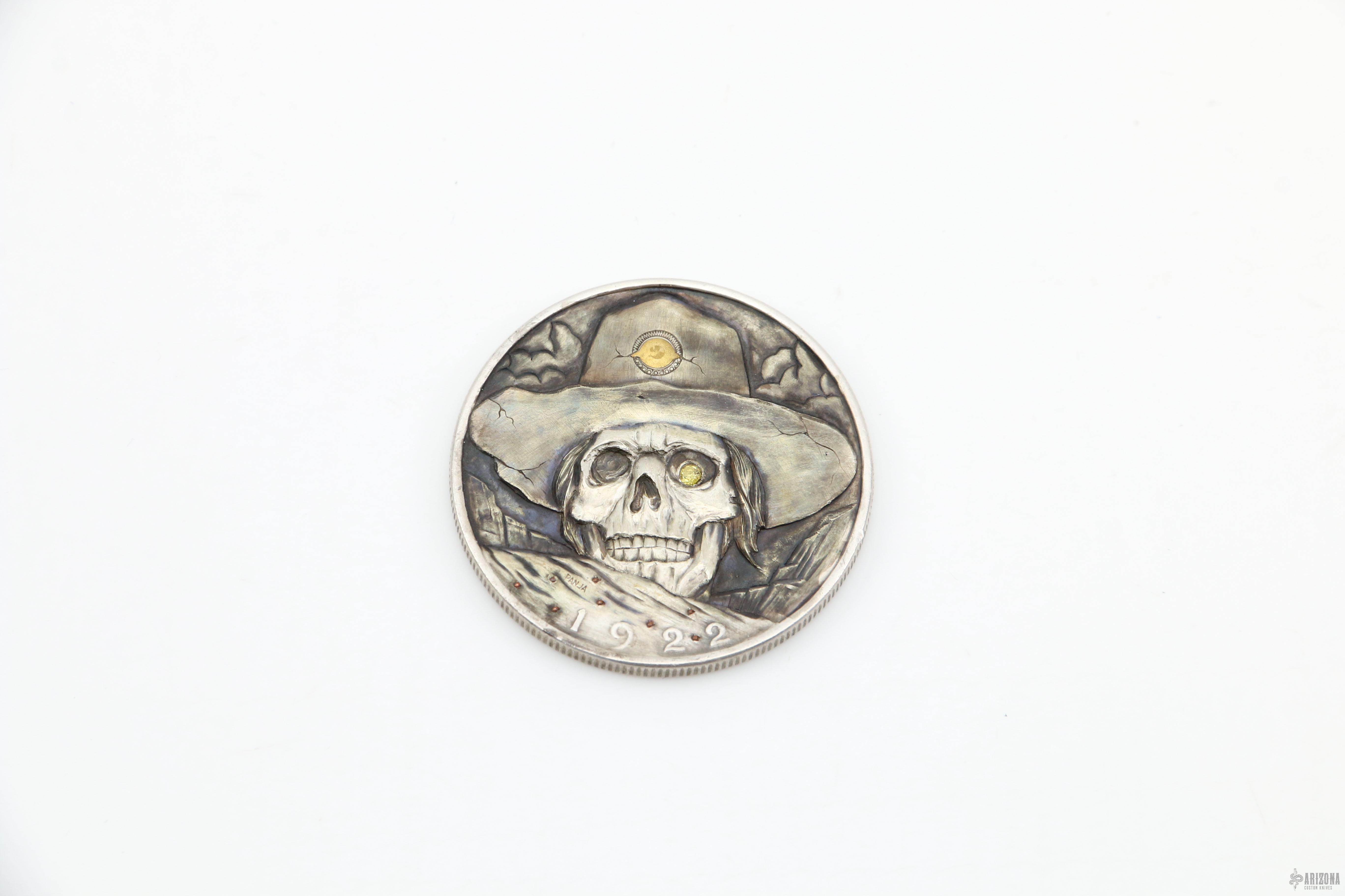 Engraved Hobo Coin - 1922 US Silver Dollar - Arizona Custom Knives
