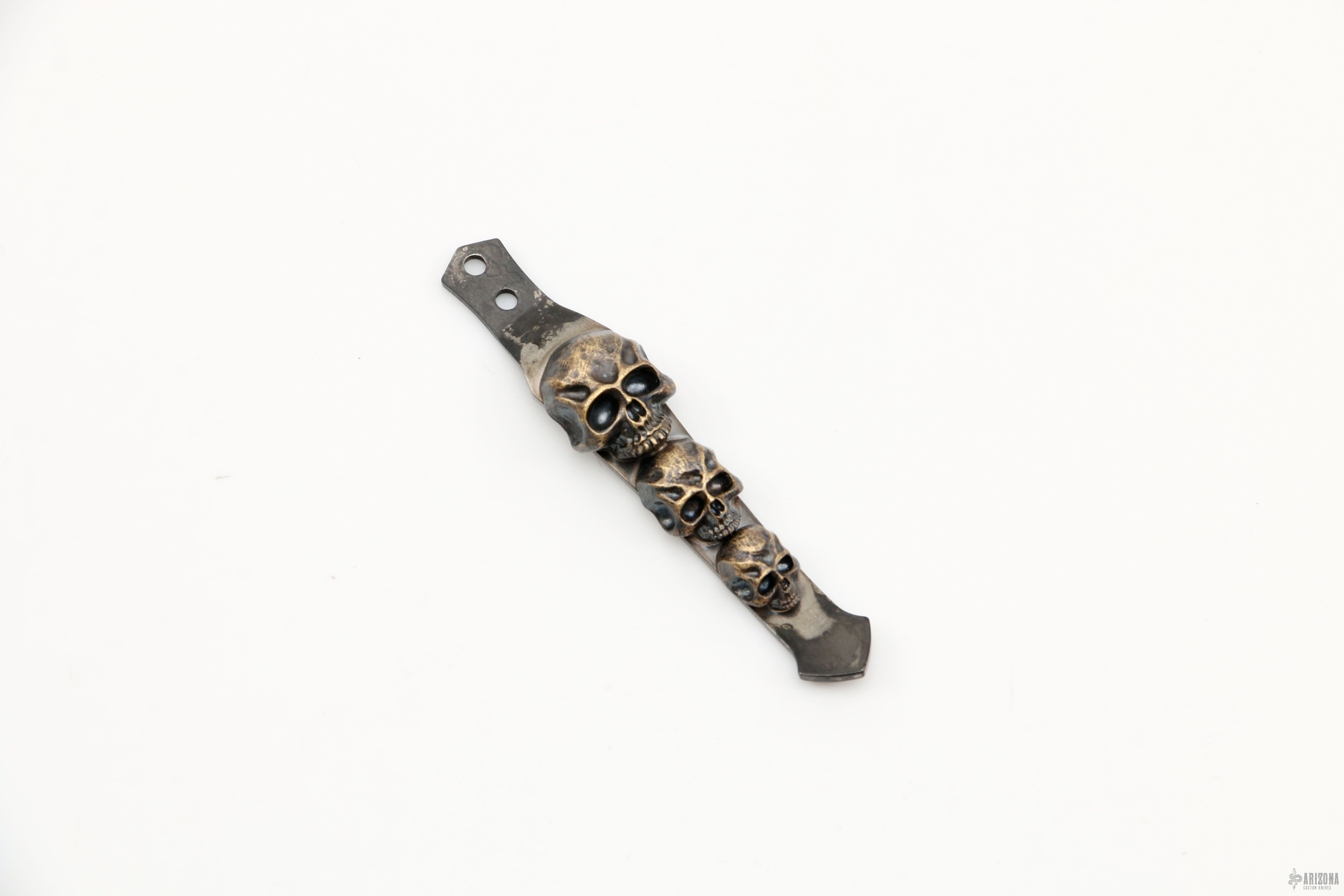 2-Hole Clip - 3 Warrior Skulls - Arizona Custom Knives