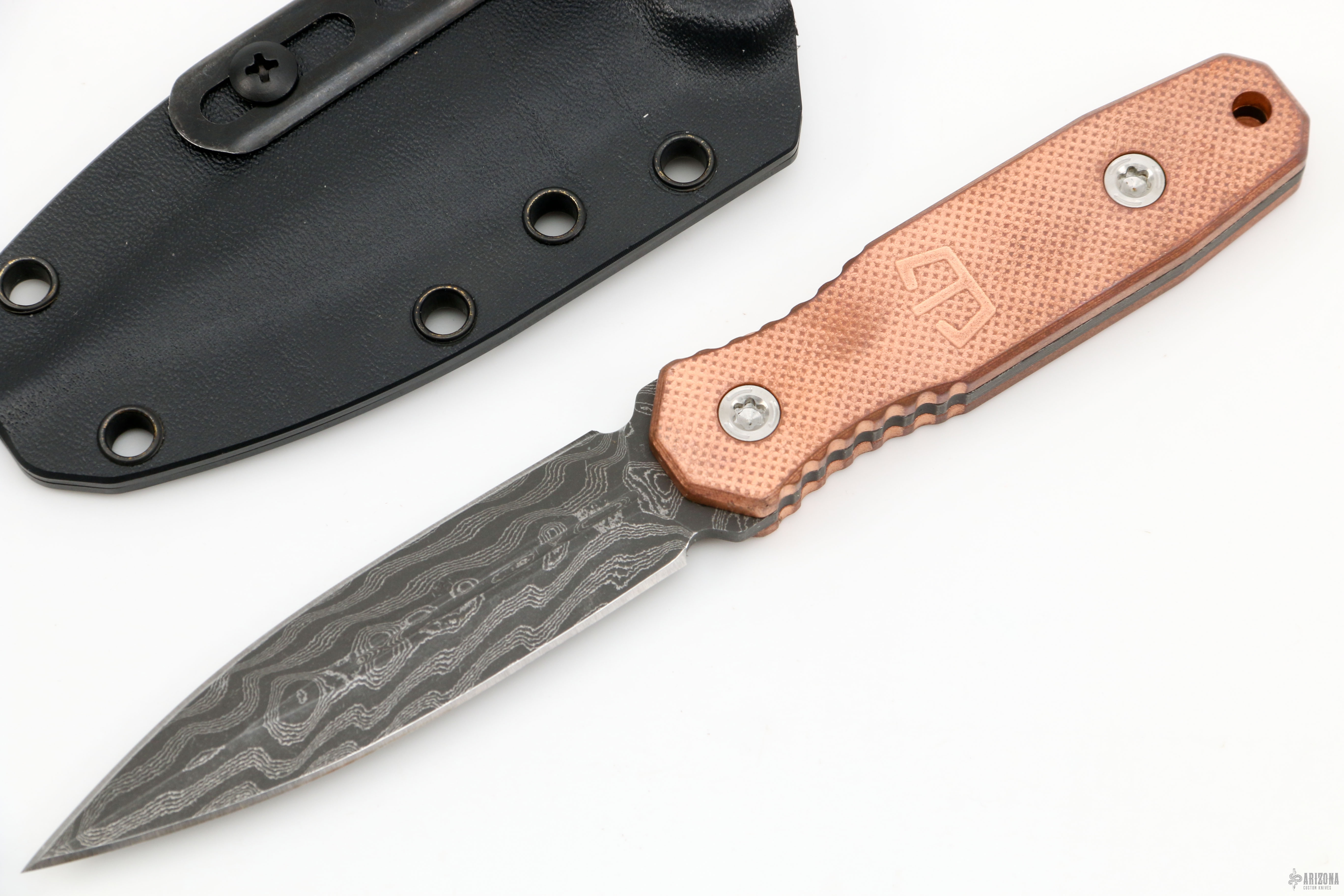 Phase 7 Dagger - Damascus and Copper - Arizona Custom Knives