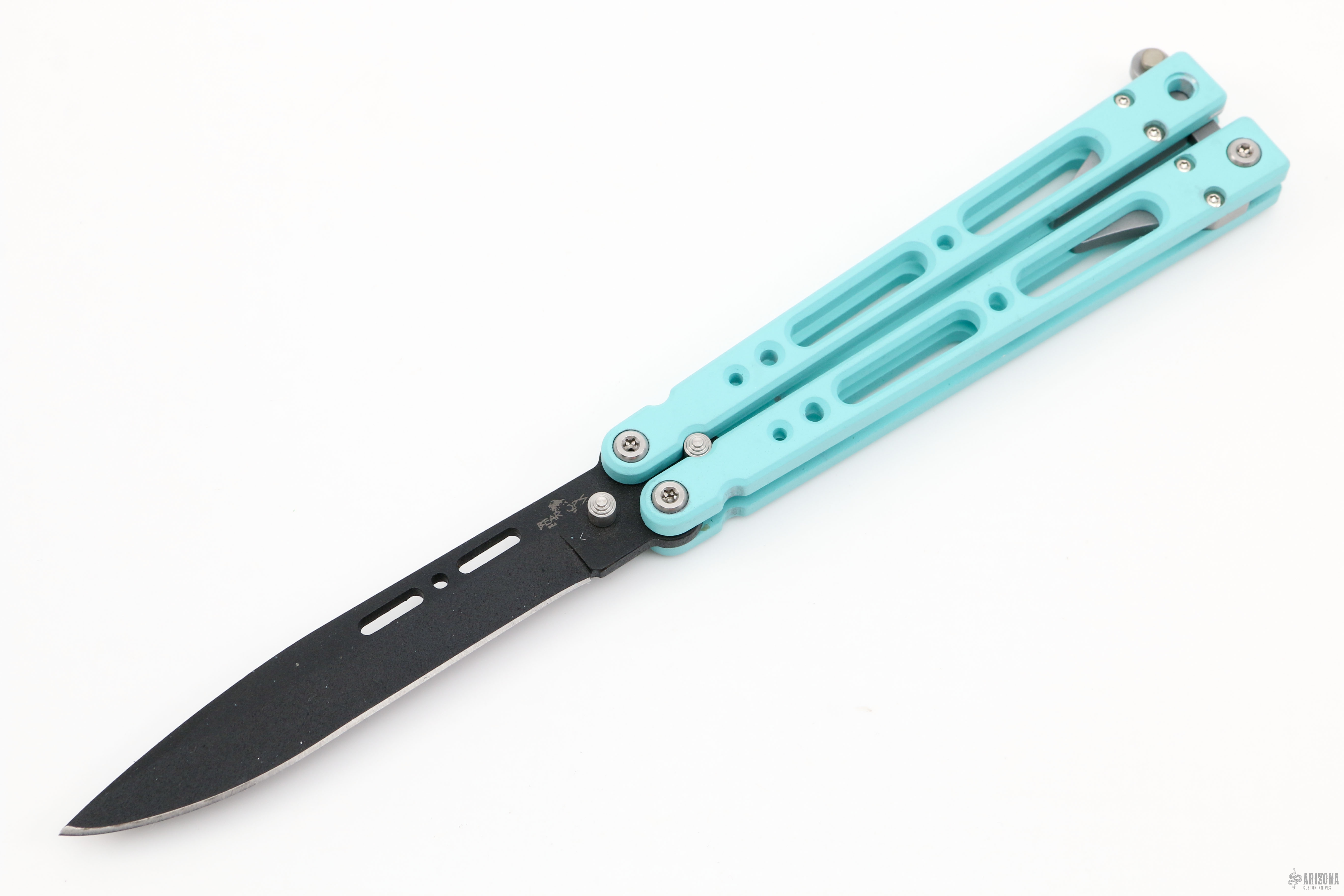 Bear Song IV Butterfly Knife - Tiffany Blue - Arizona Custom Knives